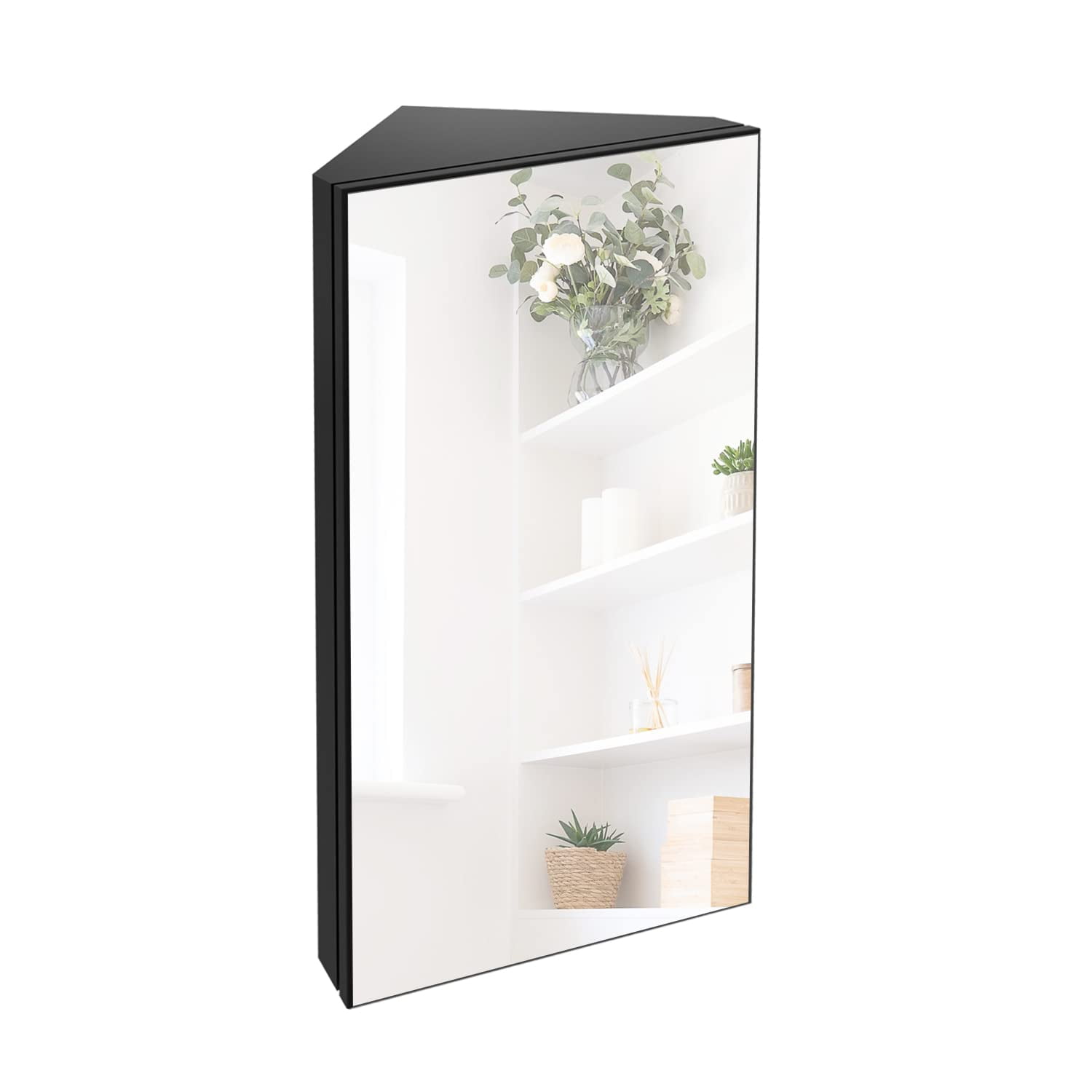 24 Inch Corner Medicine Cabinet with Mirror, Single Door Wall Mounted ...