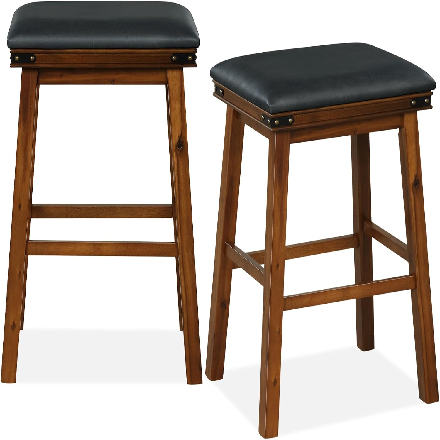 24 Inch Counter Bar Stools Faux PU Leather Upholstered Barstools with ...