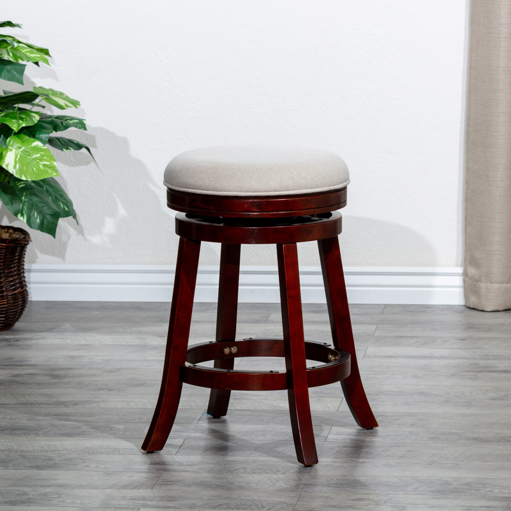 24 Inch Counter Height Backless Swivel Stool, Modern Upholstered Bar ...