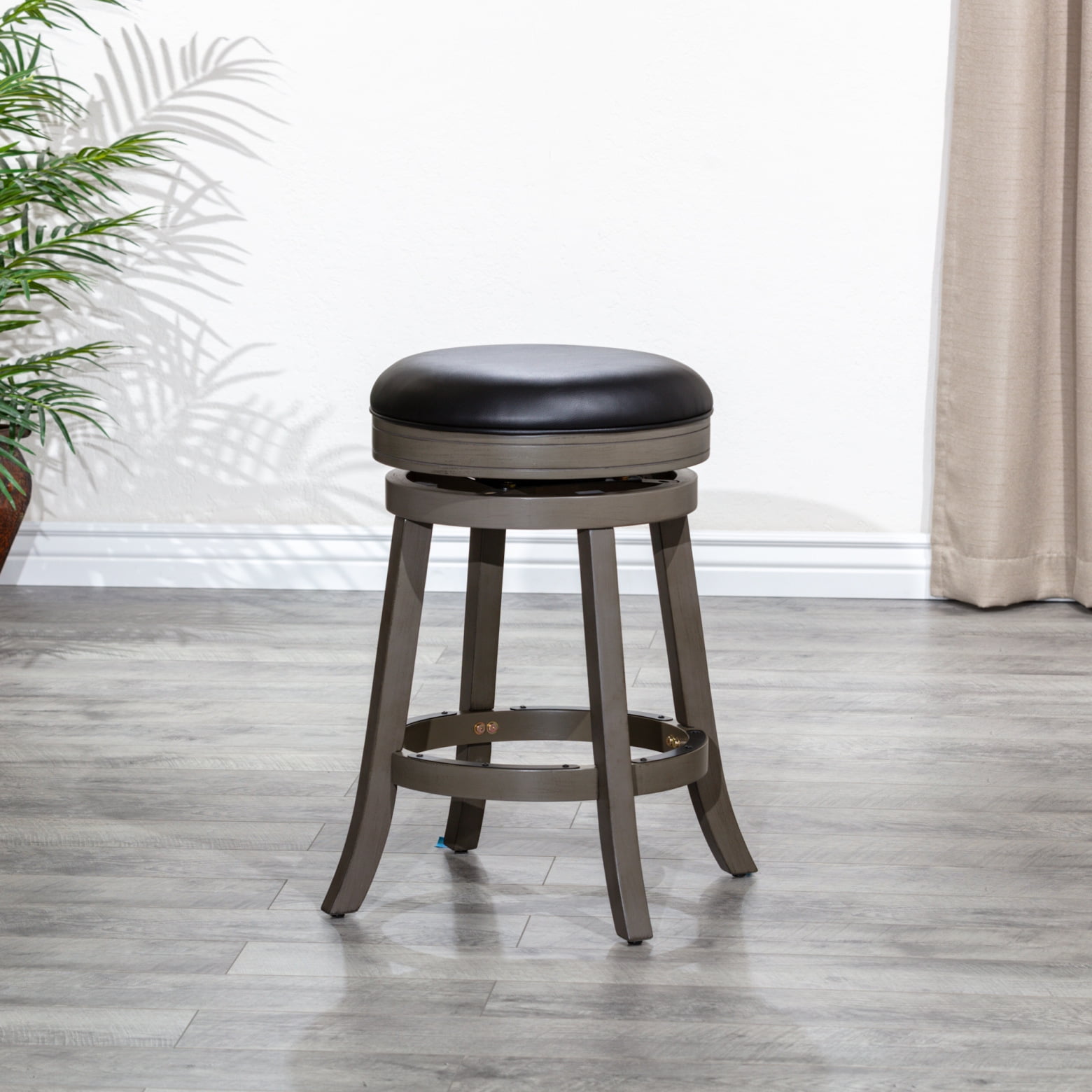 24 Inch Counter Height Backless Swivel Stool, Modern Upholstered Bar ...