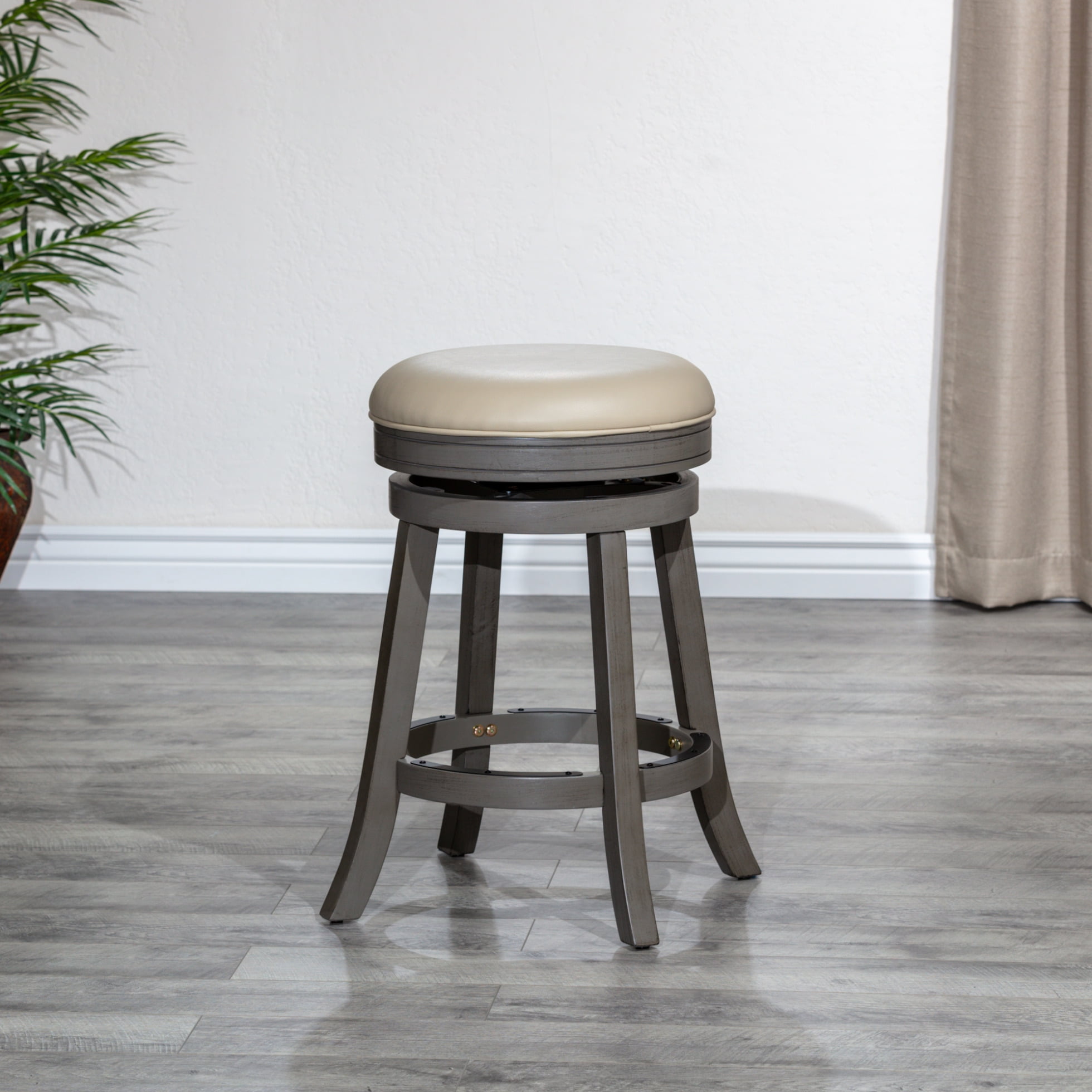 24 Inch Counter Height Backless Swivel Stool, Modern Upholstered Bar ...