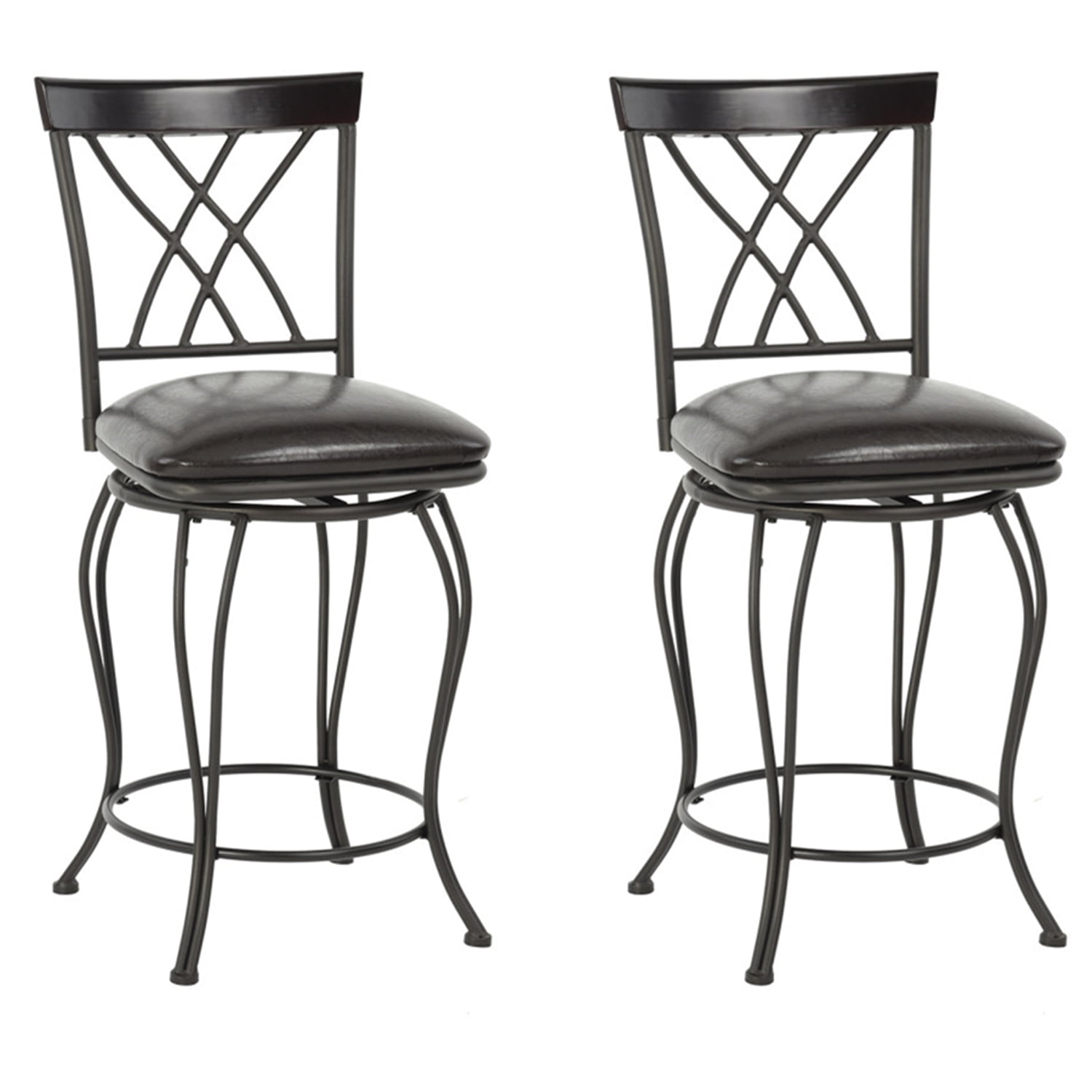 24 Inch Counter Height Bar Stools Set of 2, 360 Degree Swivel Bar ...