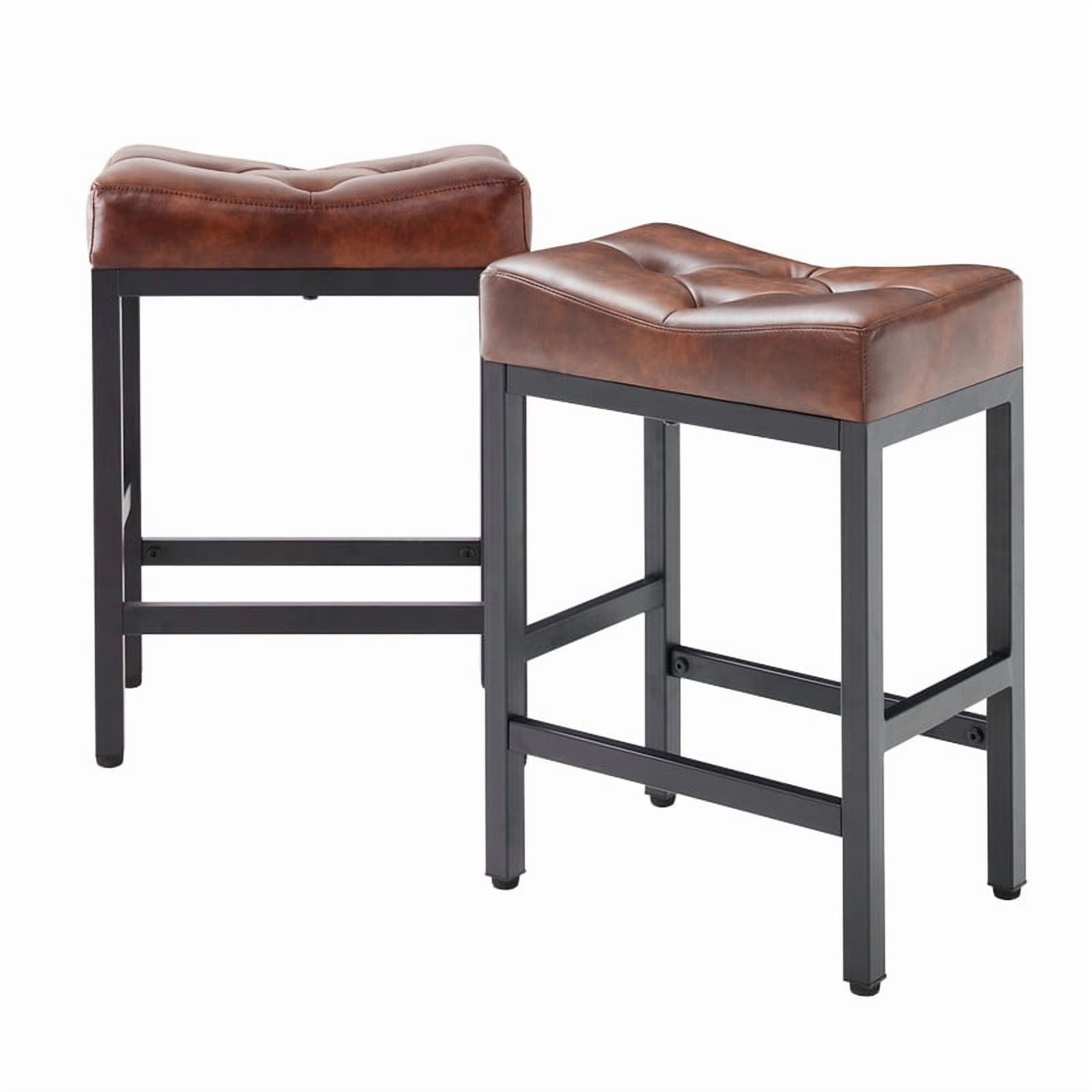 24 Inch Counter Height Bar Stools Set of 2 - Backless Farmhouse Style ...