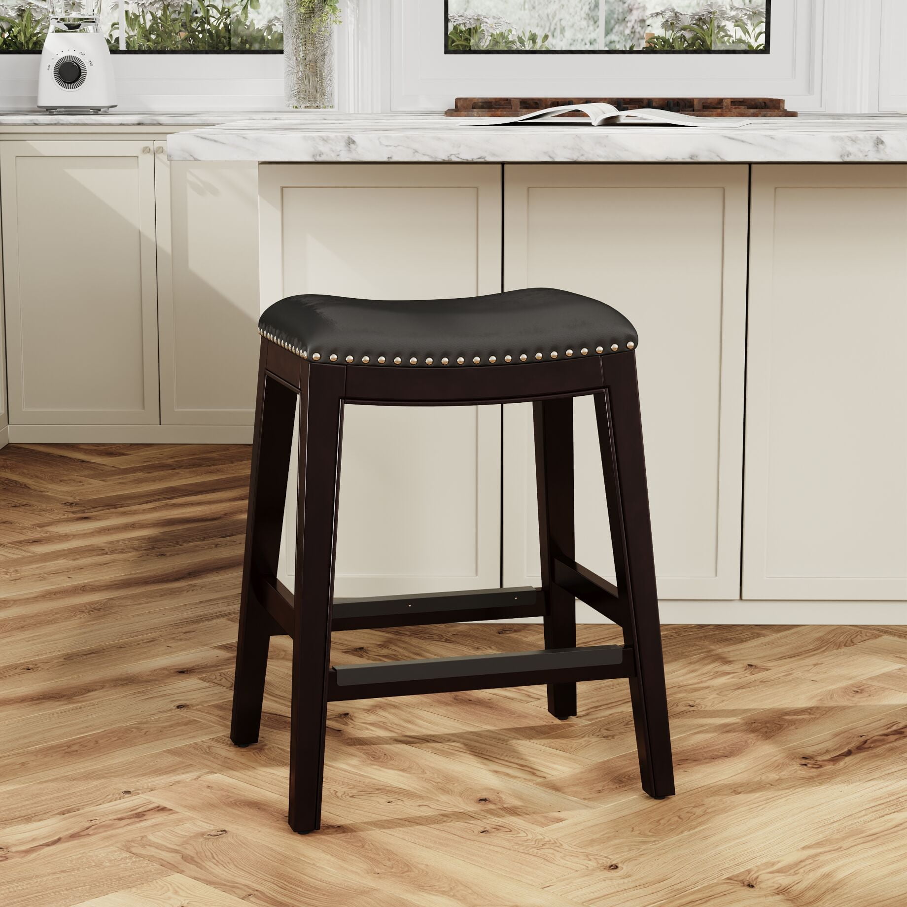 24 Inch Counter Stool with Espresso Finish, Counter Height Saddle ...