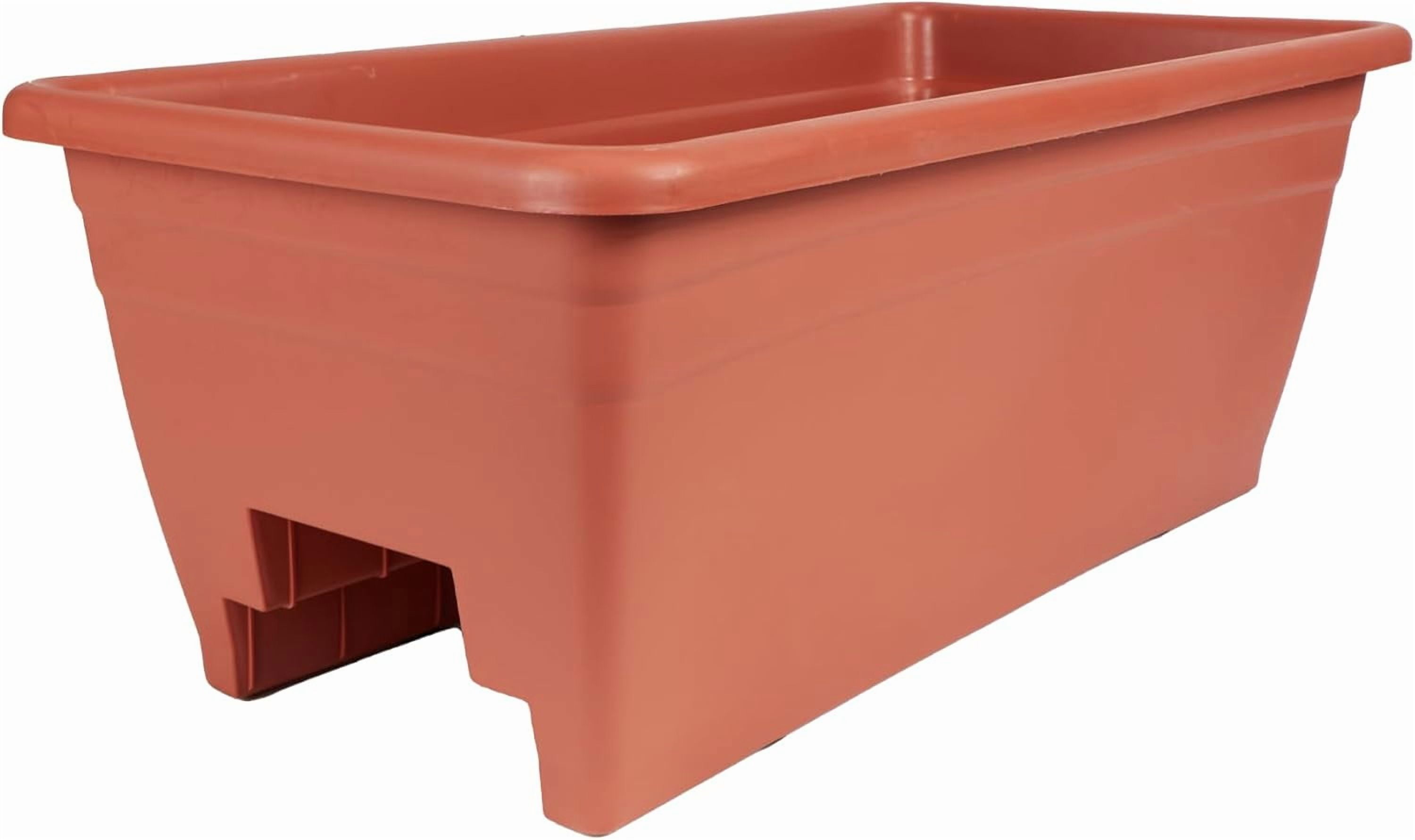24 Inch Deck Rail Planter Box with Drainage Plug, Lightweight UV ...