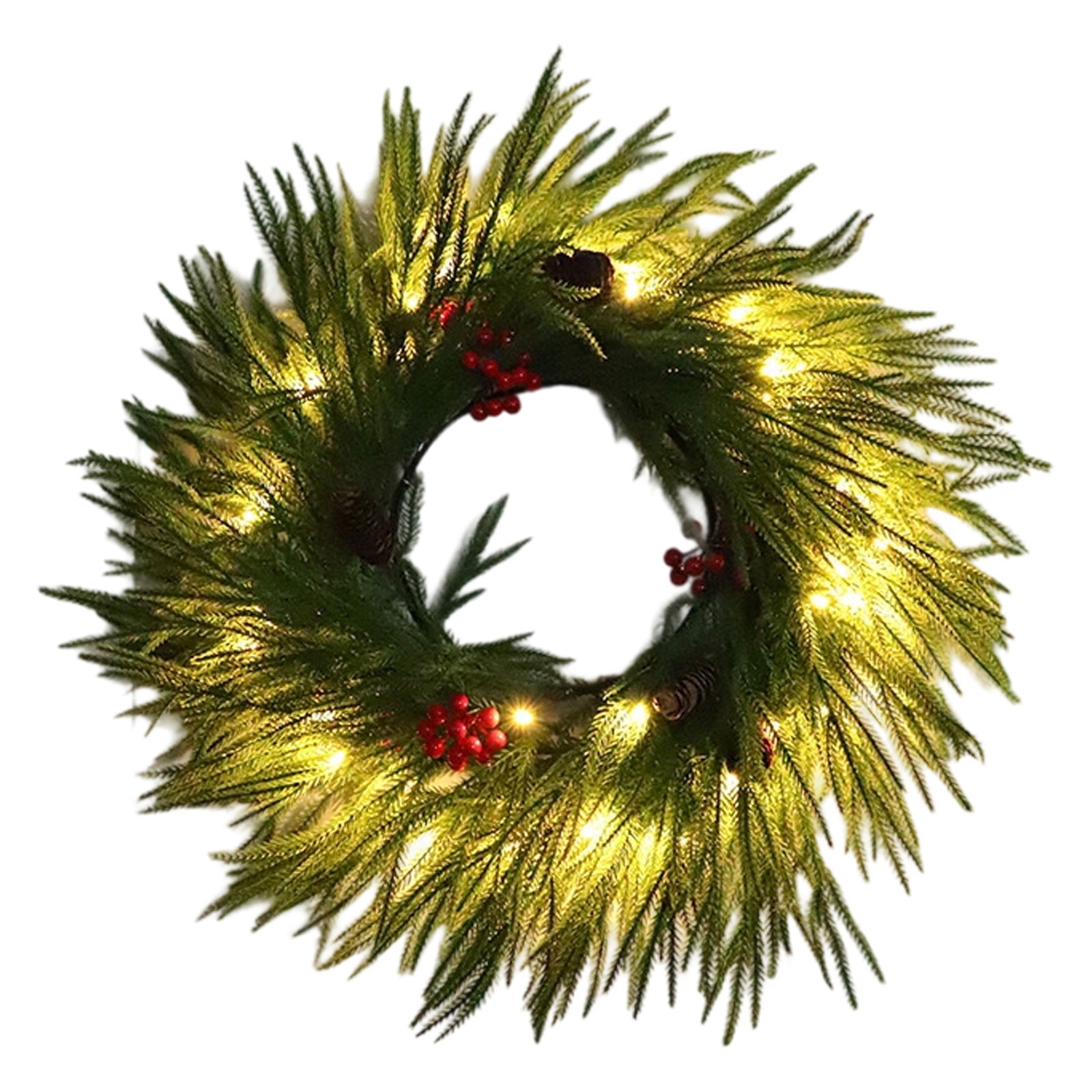 24 Inch Decorative LED String Wreath for Front Door Home Indoor Outdoor ...