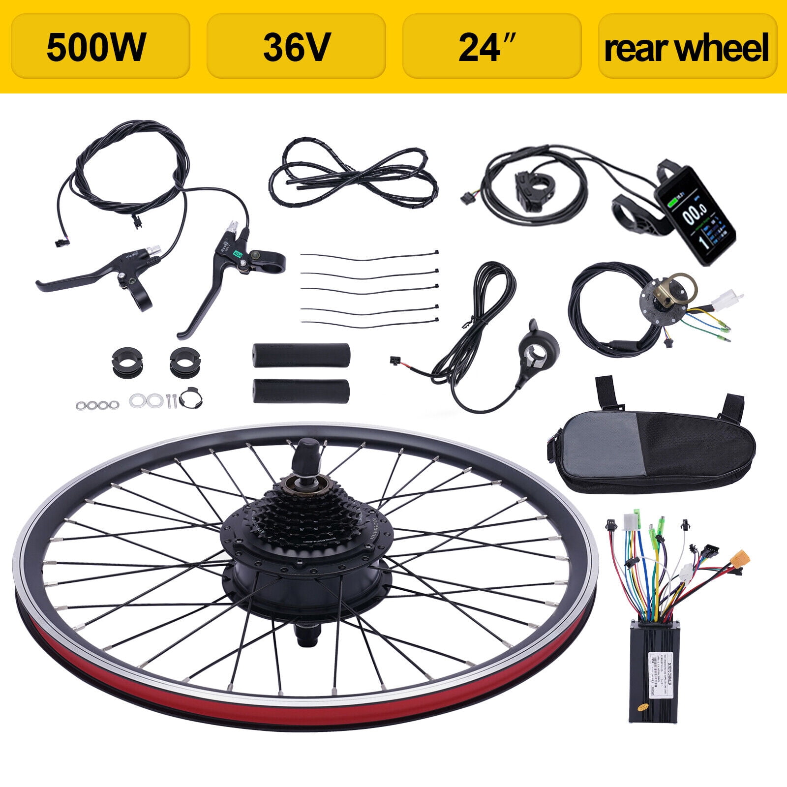 24 Inch E-bike Conversion Kit 36V 500W Motor Rear Electric Bicycle ...