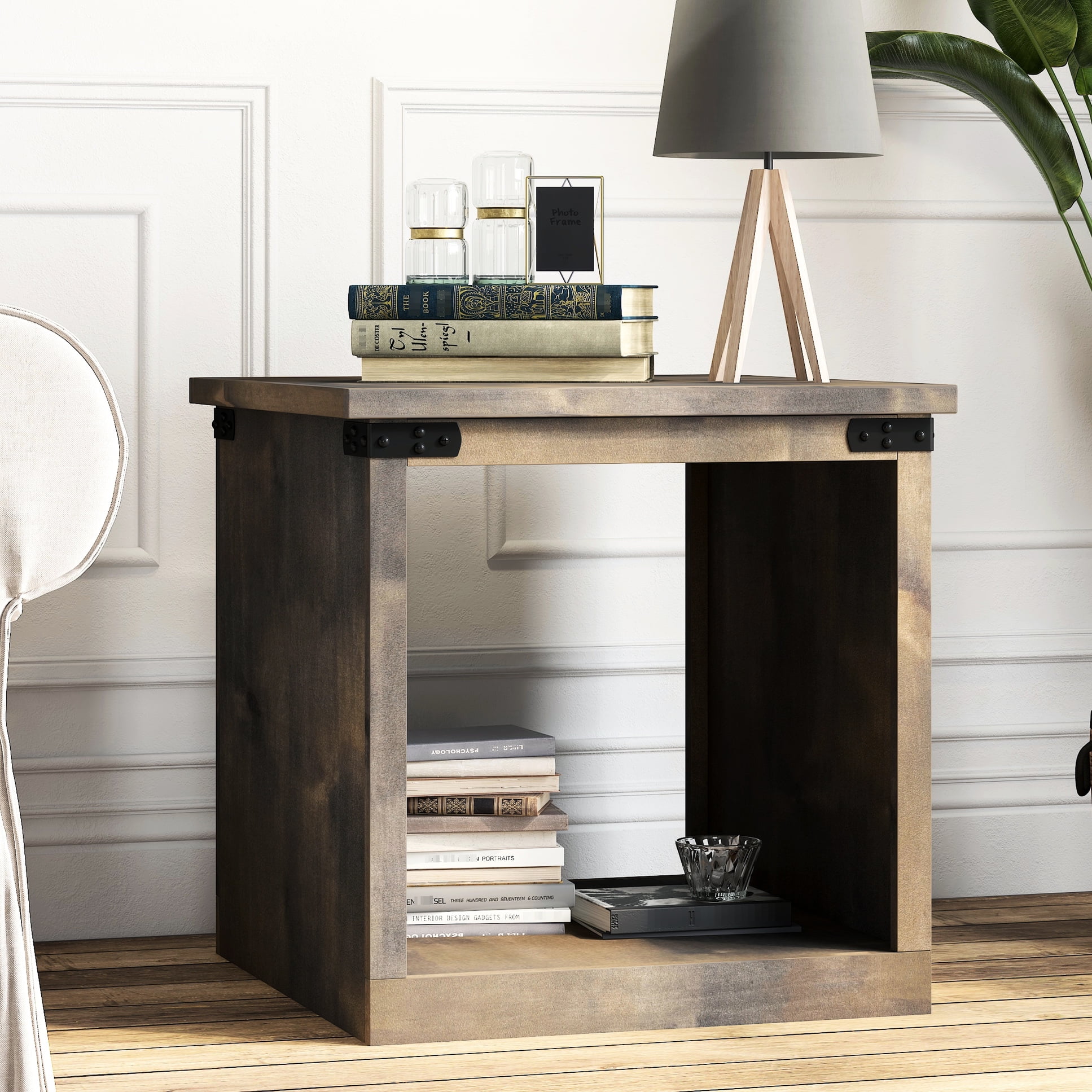 24 Inch End Table, Knotty Alder Veneers, , No Assembly, Iron Upgrade ...