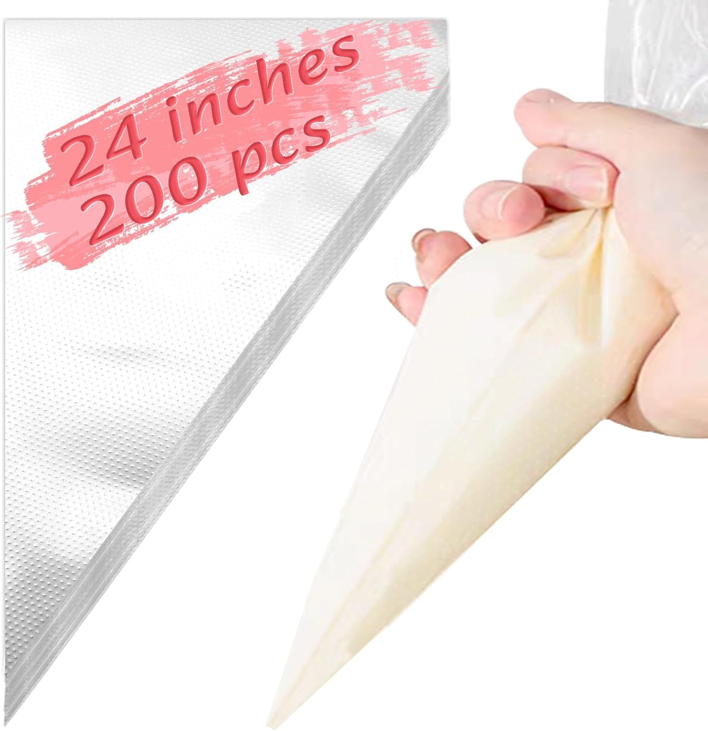 24 Inch Extra Large Piping Bags, 200 PCS Clear Disposable Icing bags ...