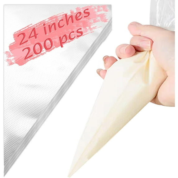 24 Inch Extra Large Piping Bags, 200 PCS Clear Disposable Icing bags ...