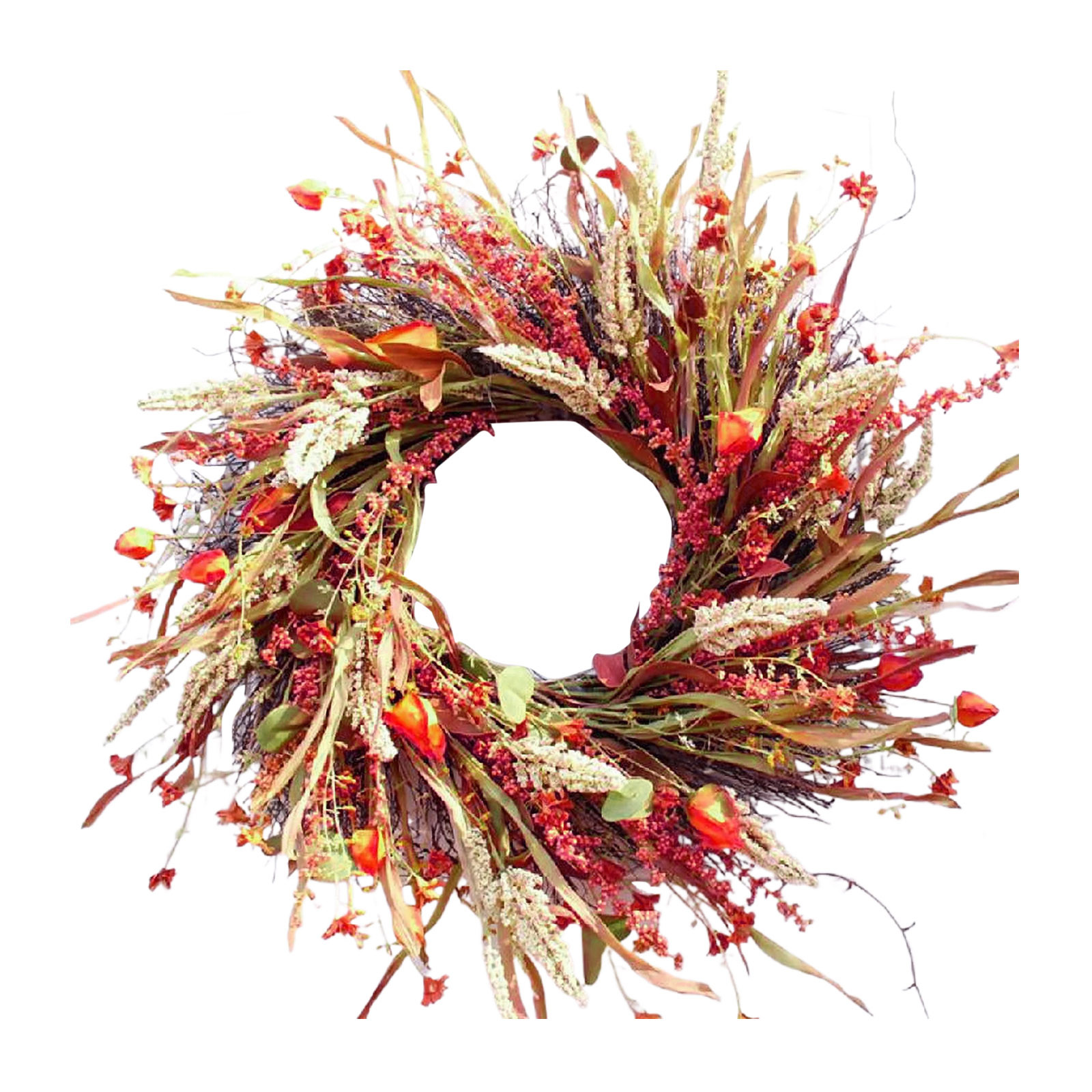 24 Inch Fall Wreath Front Door Wreath Grain Garland Autumn Wreaths For ...