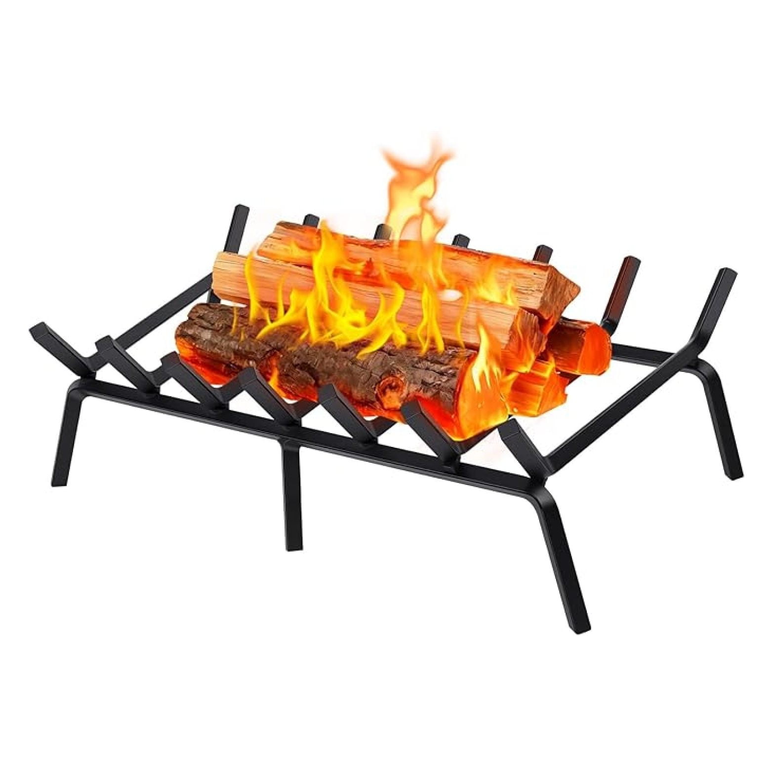 24 Inch Fireplace Grate, Heavy Duty Carbon Steel Firewood Log Holder ...