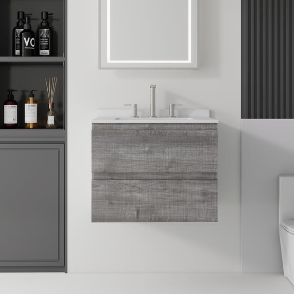 24 Inch Floating Bathroom Vanity with Sink, Soft-Close Door, 0.6-IN ...