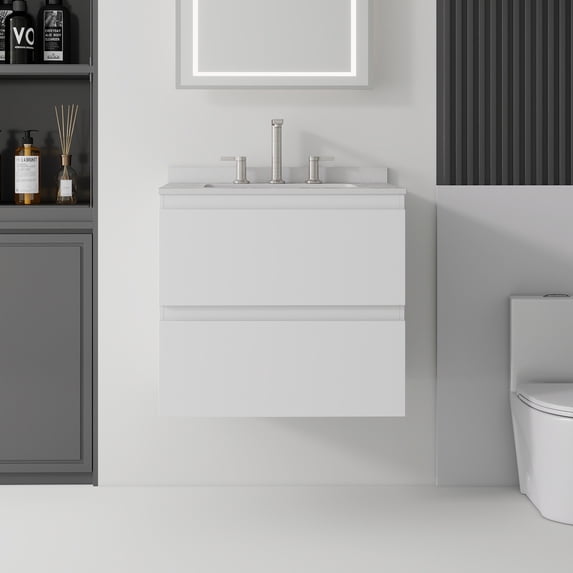 24 Inch Floating Bathroom Vanity with Sink, Soft-Close Drawer, 0.6-IN ...