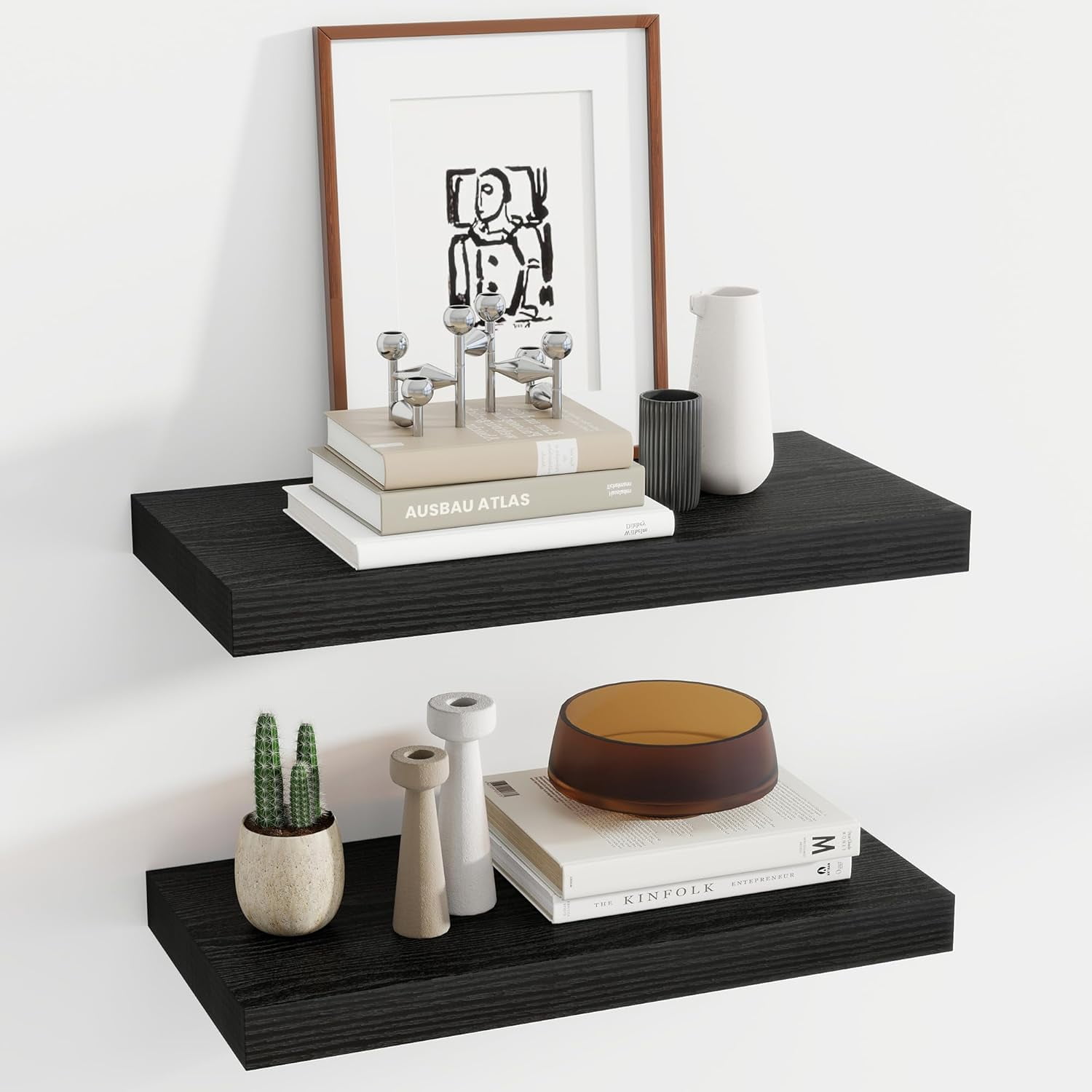 24 Inch Floating Shelves, 12 Inch Deep Floating Shelves for Wall ...