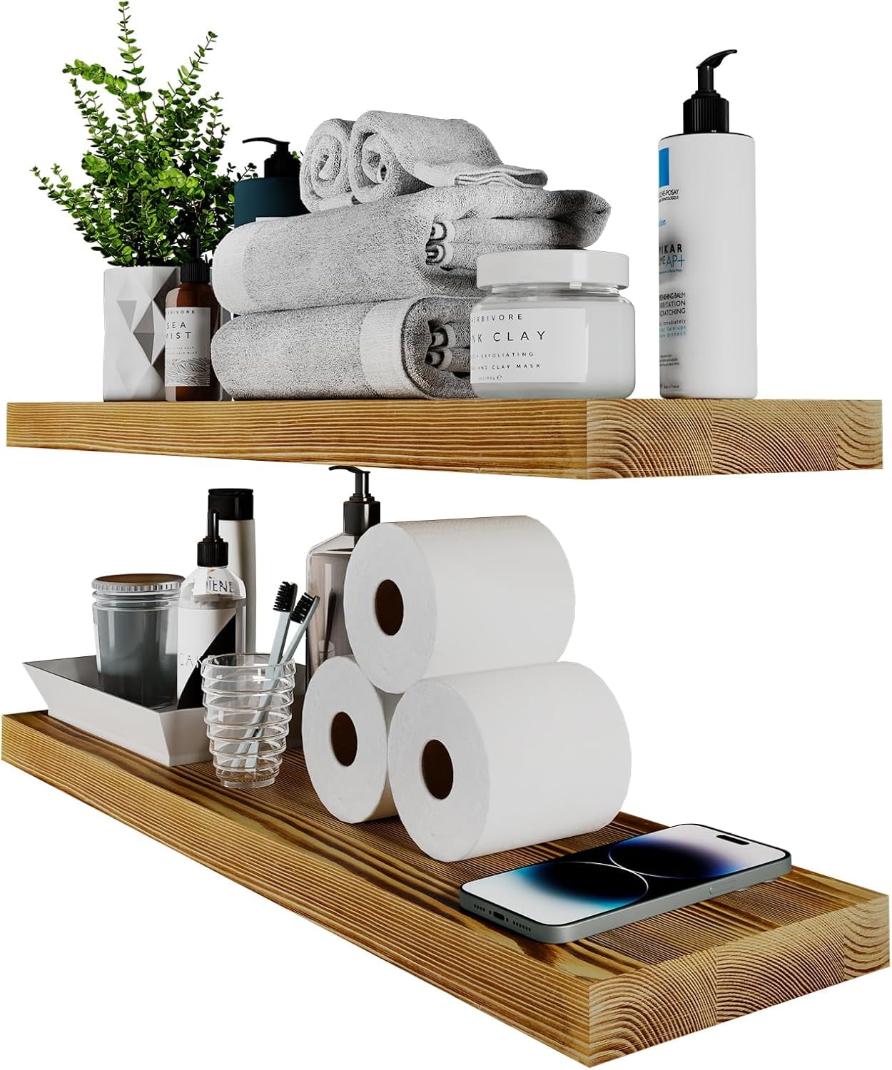 24 Inch Floating Shelves 6.7In W Rustic Natural Wood Pine Wall Shelf ...