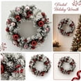 24 Inch Flocked Christmas Wreath with Red & Pink Ornaments, Snowy ...