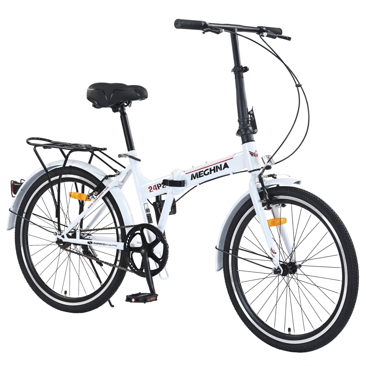 24 Inch Folding Bike for Adults with Steel Frame Single Speed and Dual ...