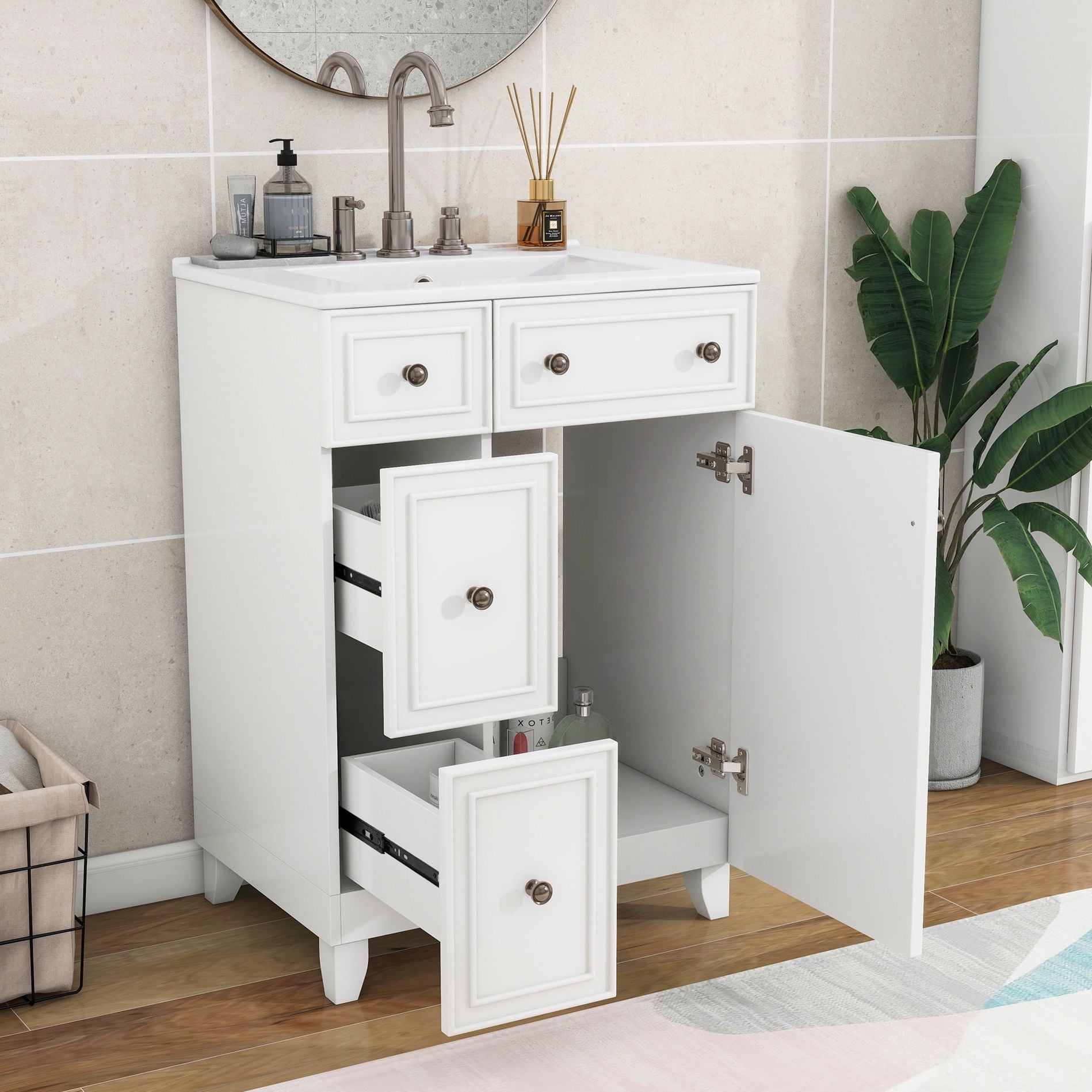 24-Inch Free-Standing Vanity with 2 Drawers | Tailored for Small ...