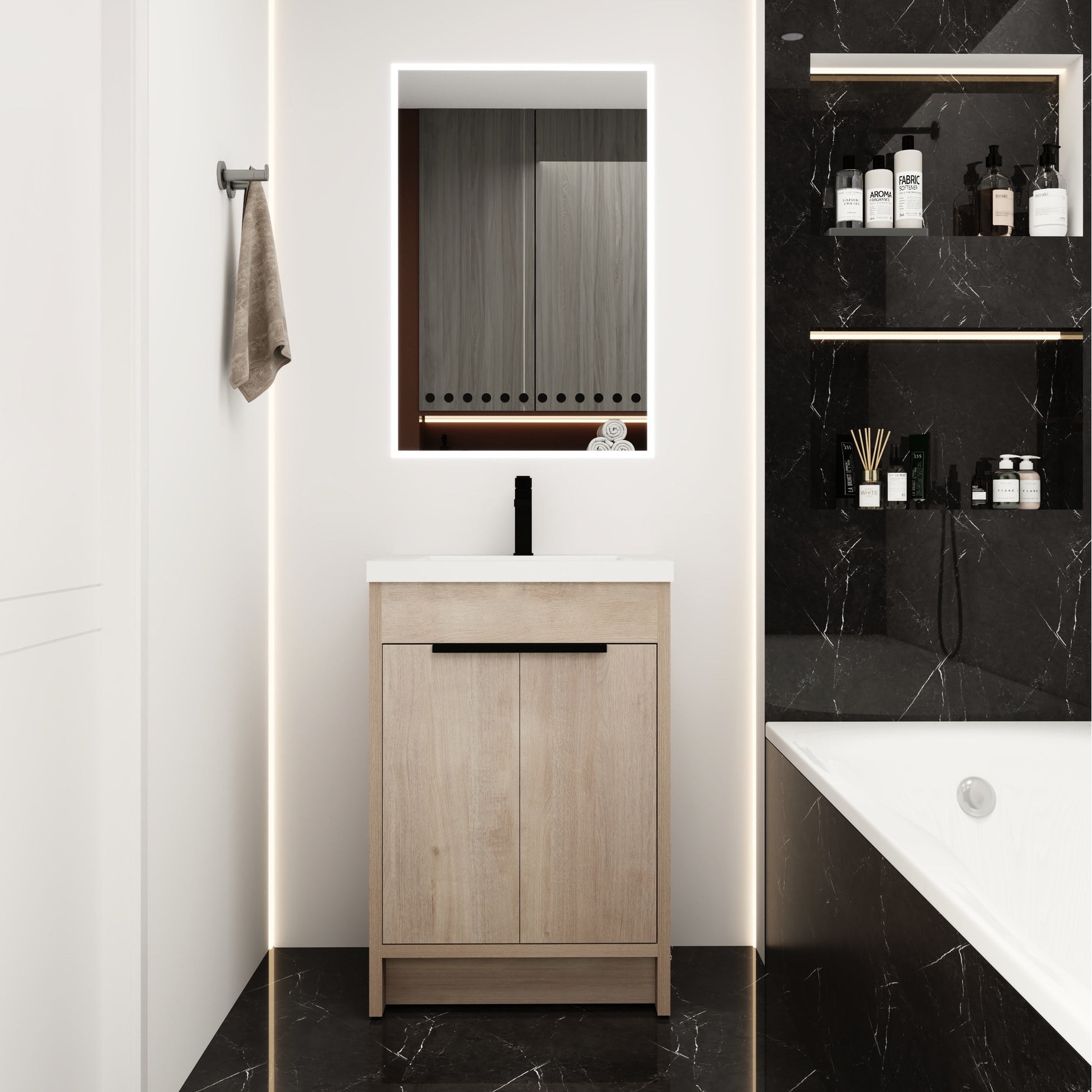 24-Inch Freestanding Bathroom Vanity | Soft Closing Doors for a Gentle ...