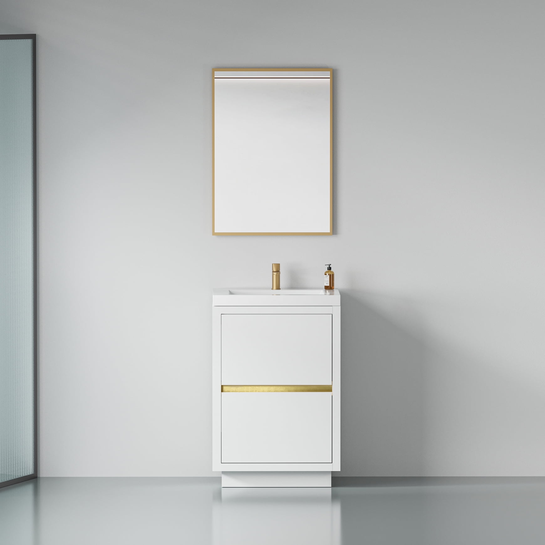 24-Inch Freestanding Bathroom Vanity with U-Shape Drainage Drawers ...