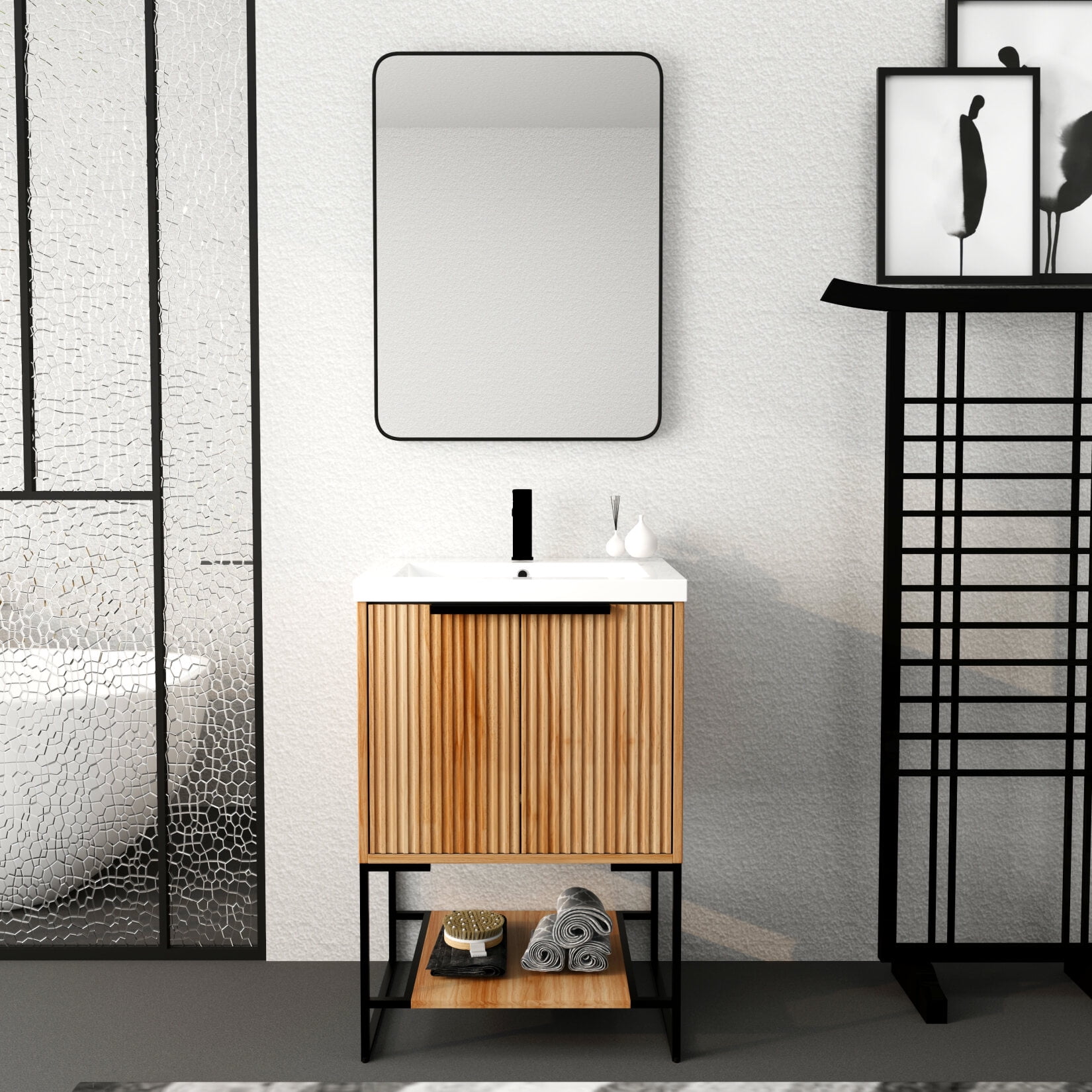 24 Inch Freestanding Bathroom Vanity with Resin Sink - Modern Farmhouse ...