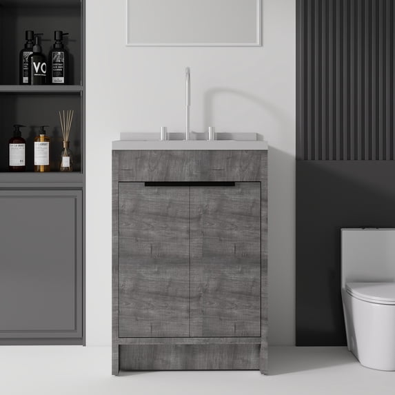24 Inch Freestanding Bathroom Vanity with Sink, Soft-Close Door, 2-IN ...