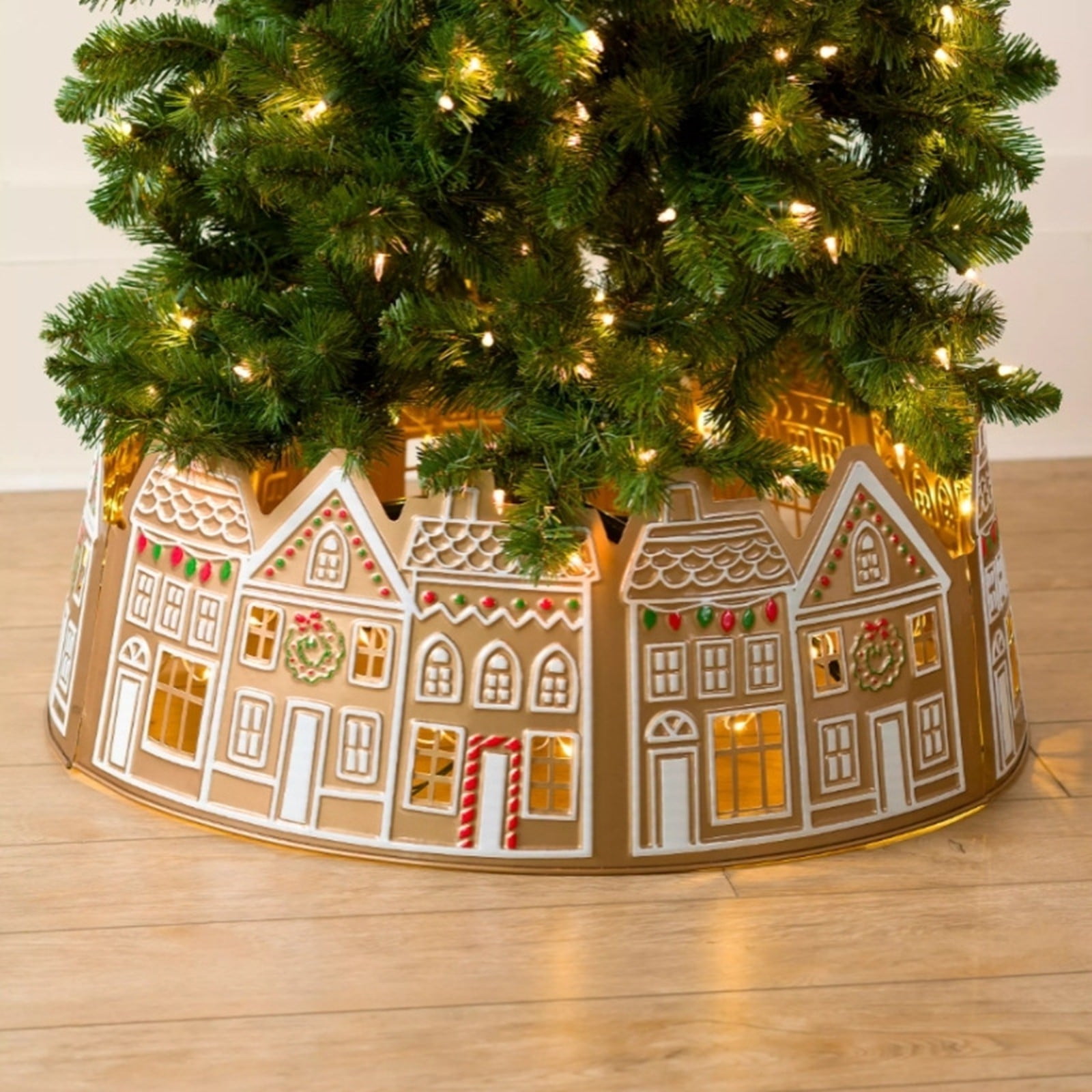 24 Inch Gingerbread House Christmas Tree Collar Viflosae LED Christmas ...