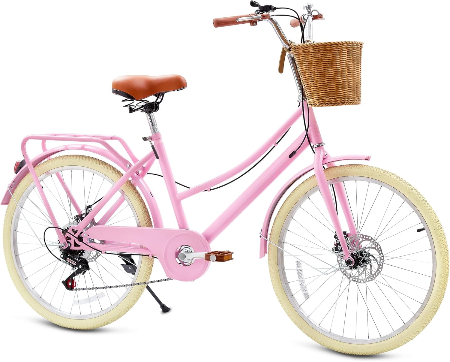 24 Inch Girls Bike, Wanan Kids Bike for 6-15 Years with Rattan Basket ...