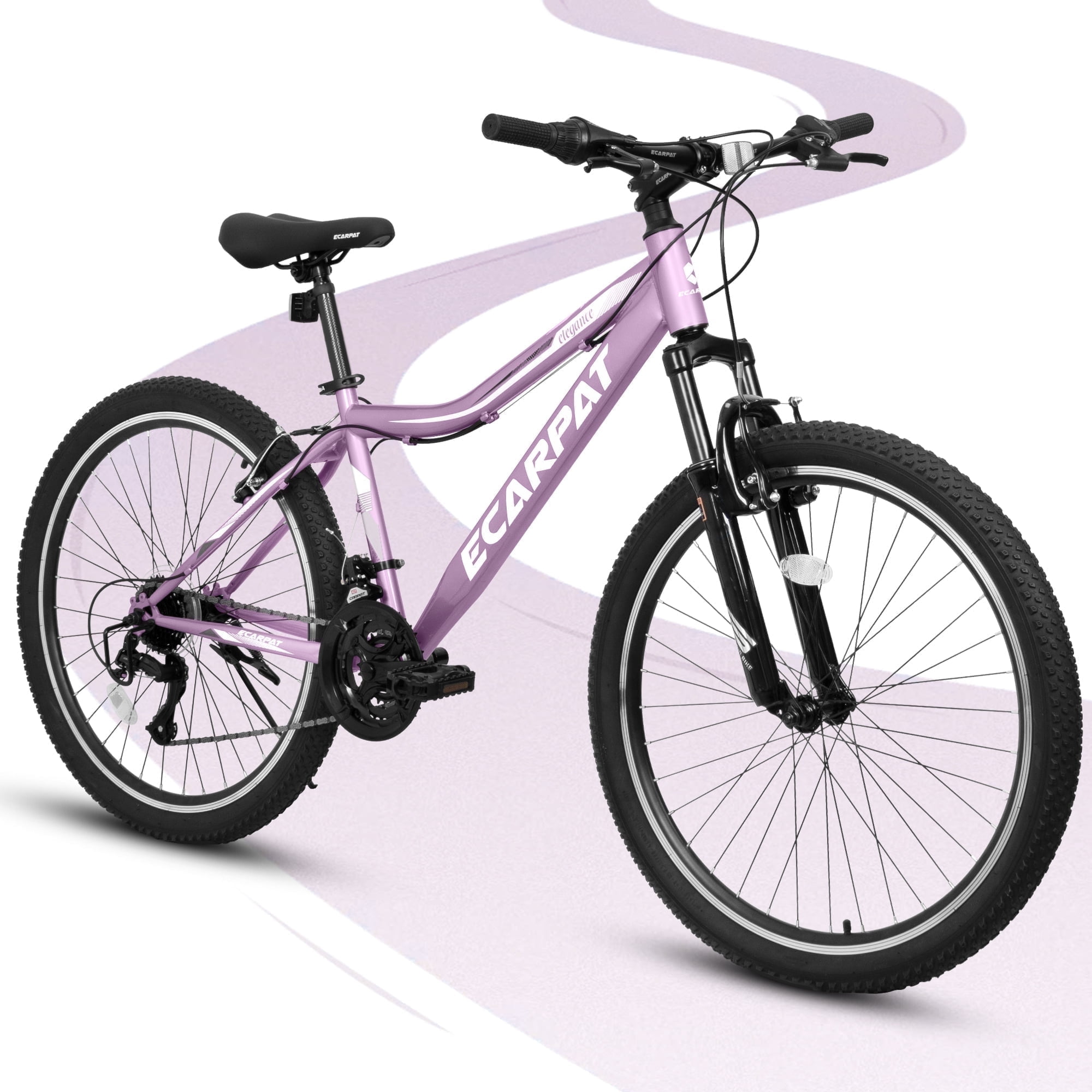 24 Inch Girls Mountain Bike, 21-Speed with Front Suspension - Pink ...