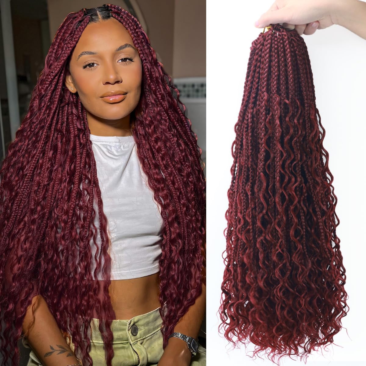 24 Inch Goddess Box Braids Crochet Hair 8 Packs Boho Crochet Braids for ...