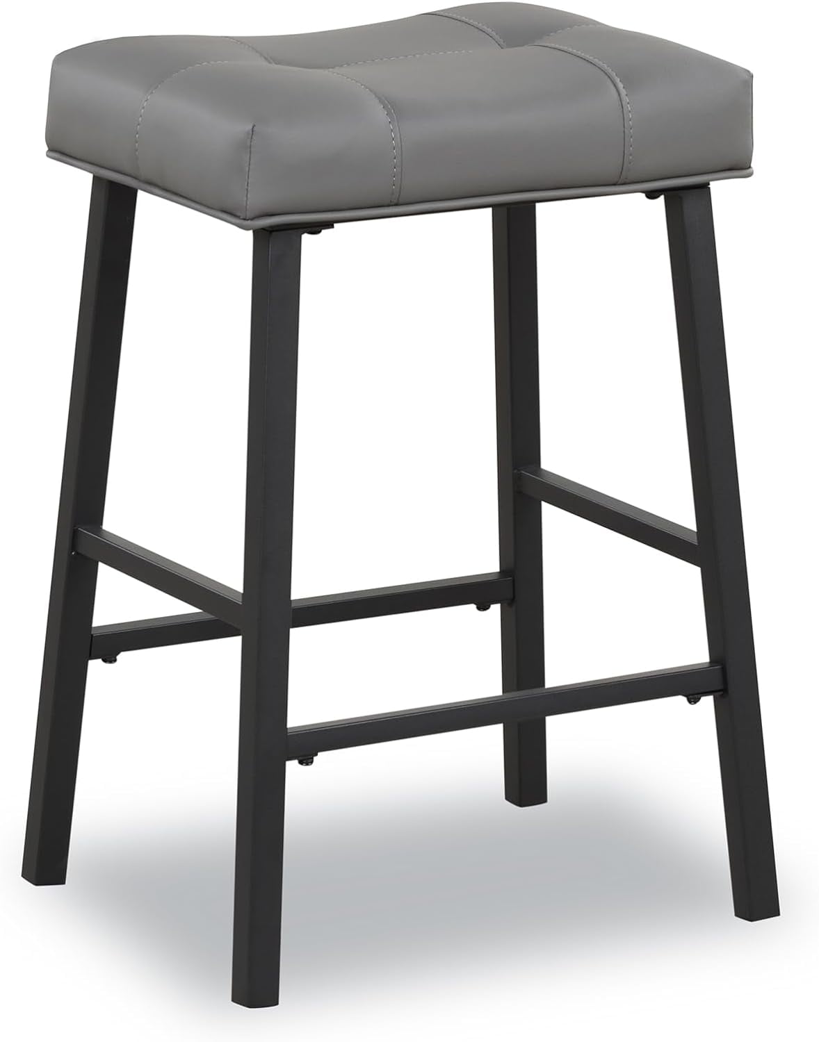 24 Inch Gray Bar Stools, Counter Height Stools with Upholstered Saddle ...