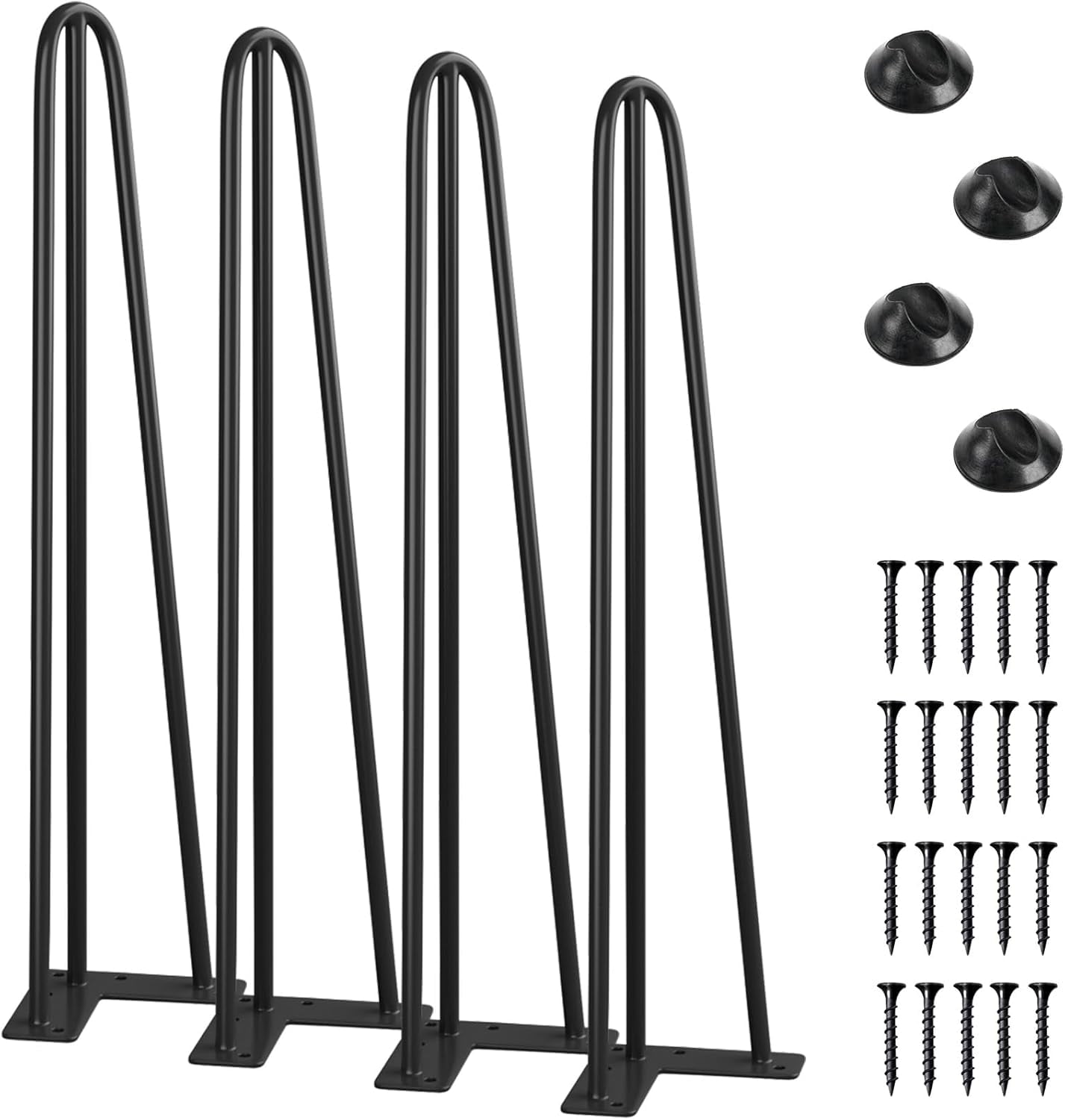 24 Inch Hairpin Table Legs, 3 Steel Rods 1/2 Inch Pipe Diameter, 800lbs ...