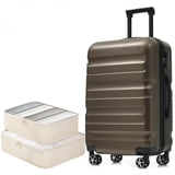 24 Inch Hardshell ABS Carry-On Luggage Set Brown Lightweight Dual ...