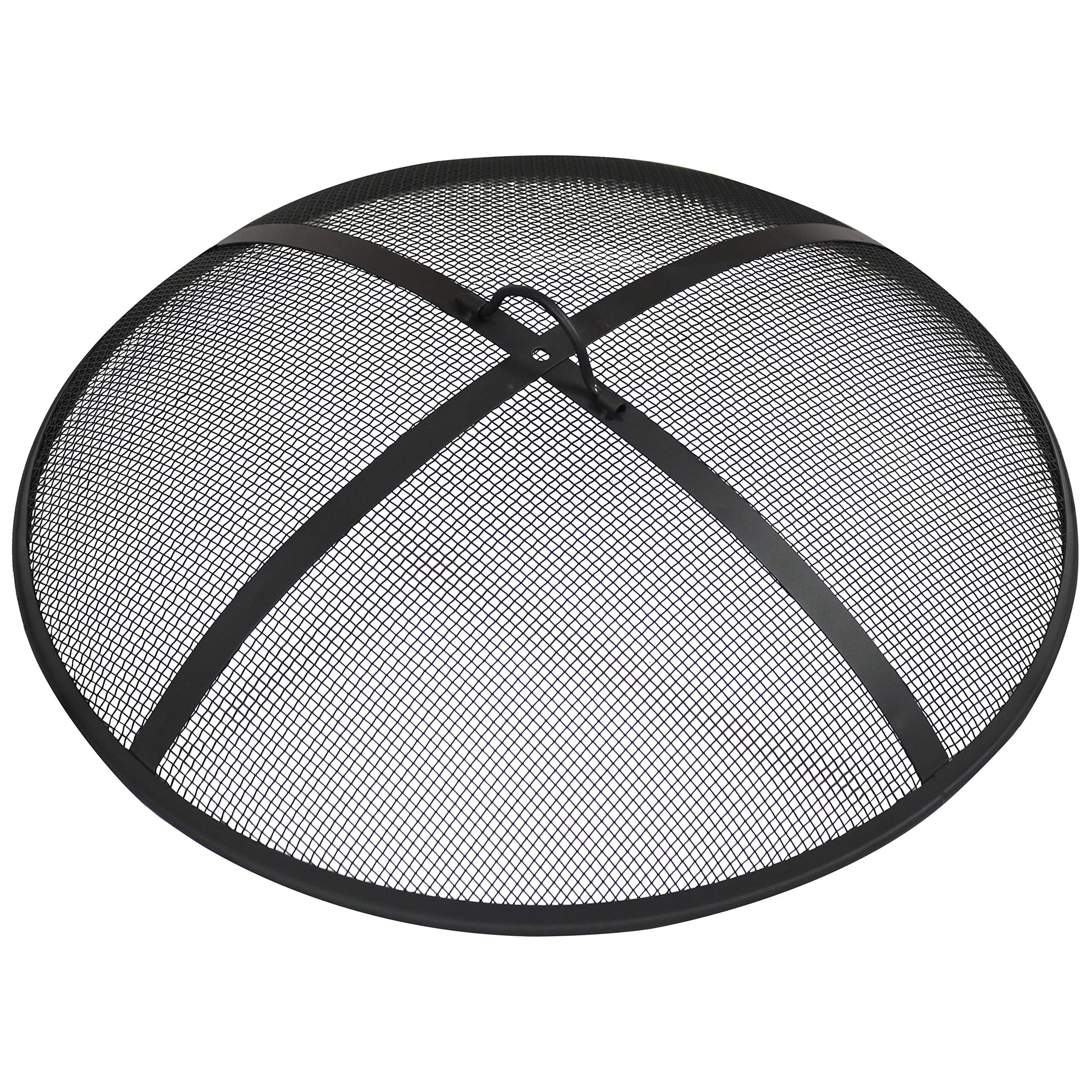 24 Inch Round Steel Mesh Fire Pit Screen, Heavy Duty Black Spark Guard ...