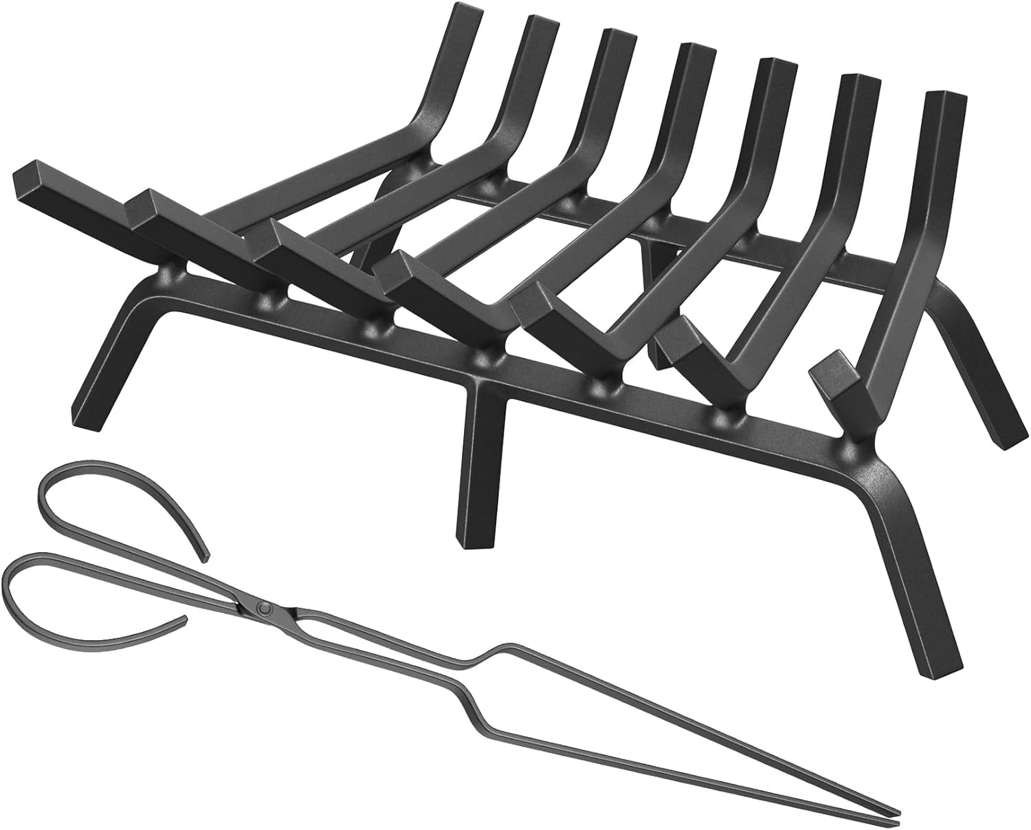 24 Inch Heavy Duty Wrought Iron Fireplace Log Grate, 3/4" Bar Fire ...