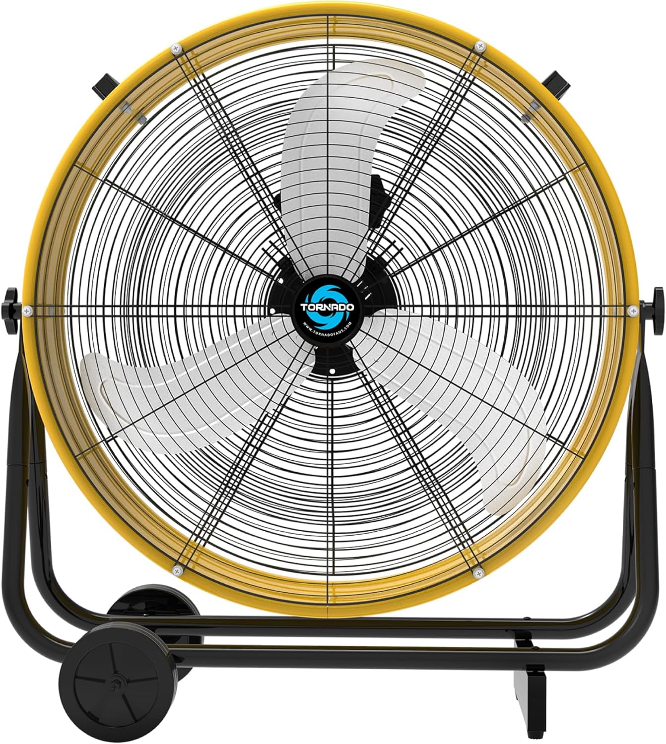 24 Inch High Velocity Heavy Duty Tilt Metal Drum Fan Yellow Commercial ...