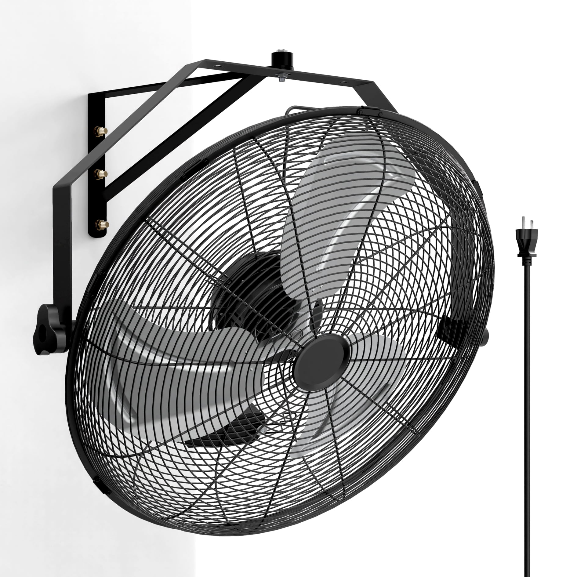 24 Inch High Velocity Wall Mount Fan with Rack and L-Iron, 3 Speed ...