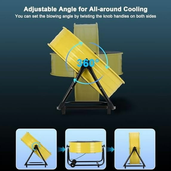 24 Inch Industrial Drum Fan, 8800 CFM High Velocity Floor Shop Fan ...