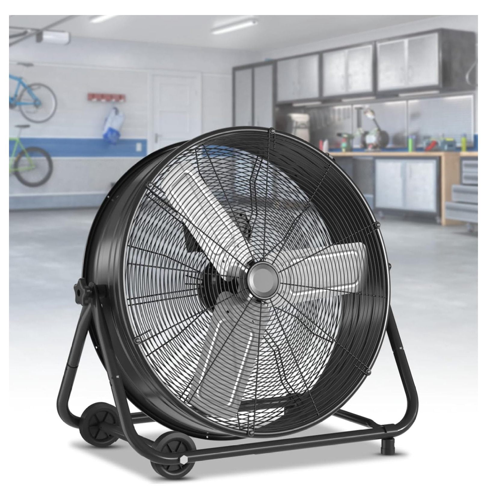 24 Inch Industrial Drum Fan, High Velocity Floor Fan, 3 Speed Heavy ...