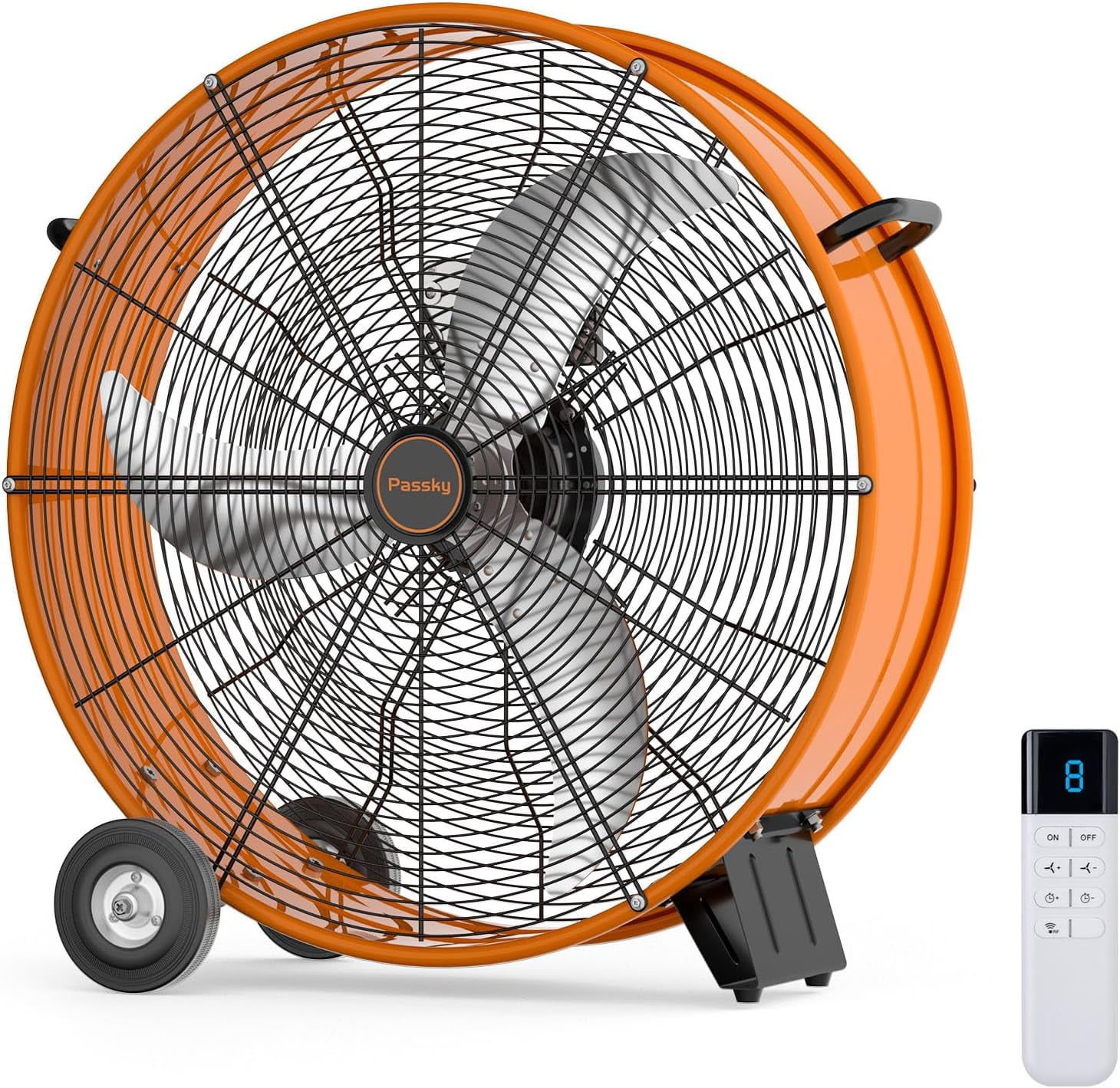 24 Inch Industrial Drum Fan with Remote Control, Heavy Duty Floor Fan ...