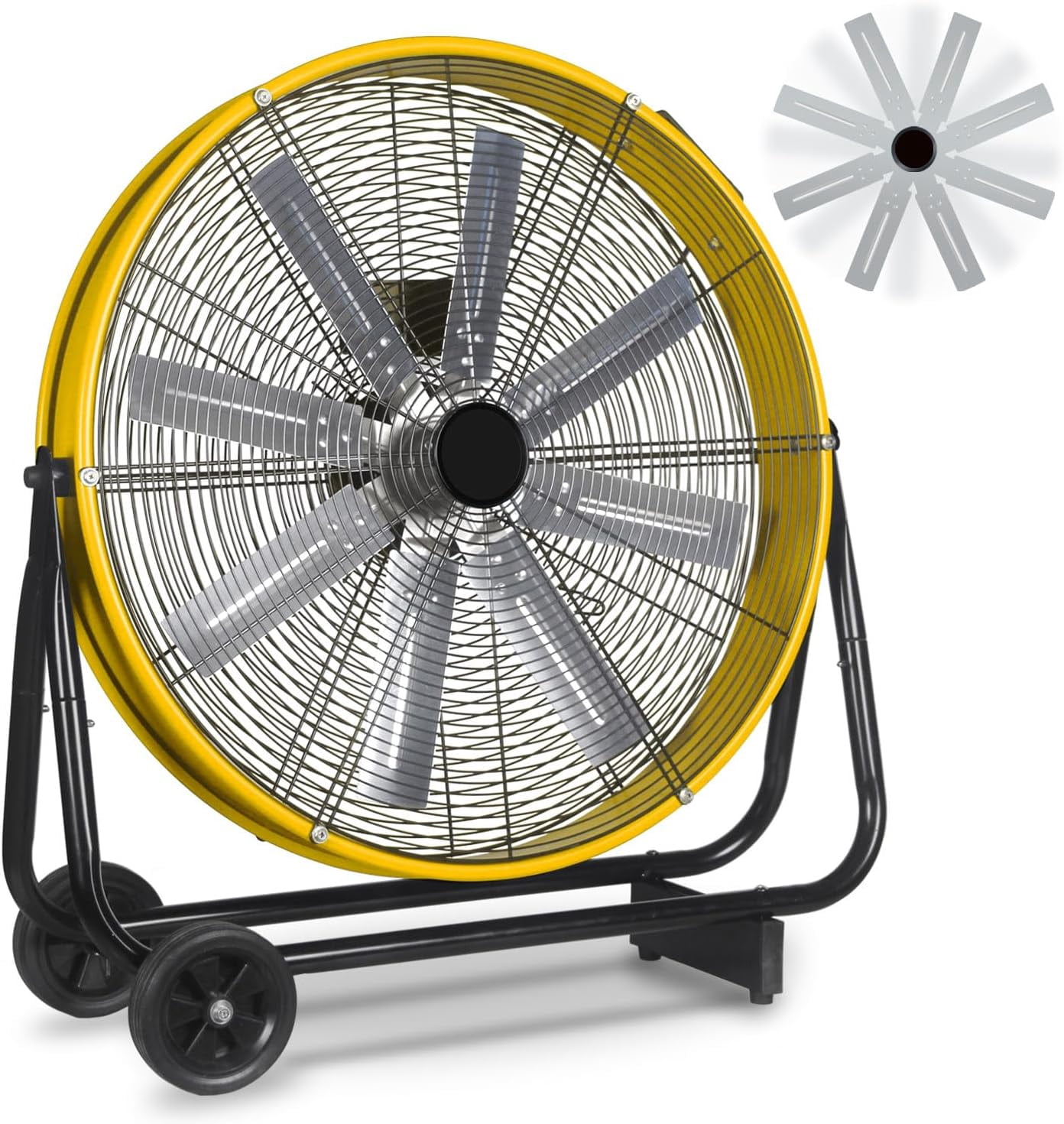 24 Inch Industrial Floor Shop Fan, 9500 CFM Heavy Duty Drum Fan with 8 ...