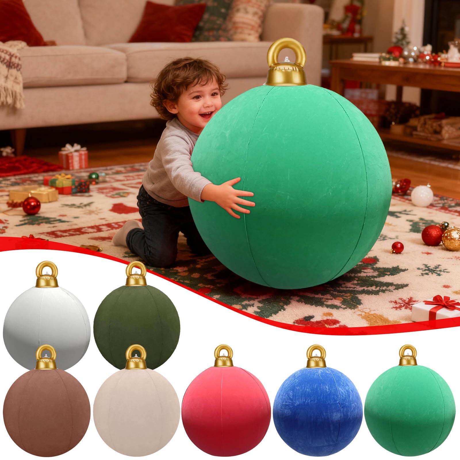 24 Inch Inflatable Velvet Christmas Balls,24 In Giant Inflatable Velvet ...