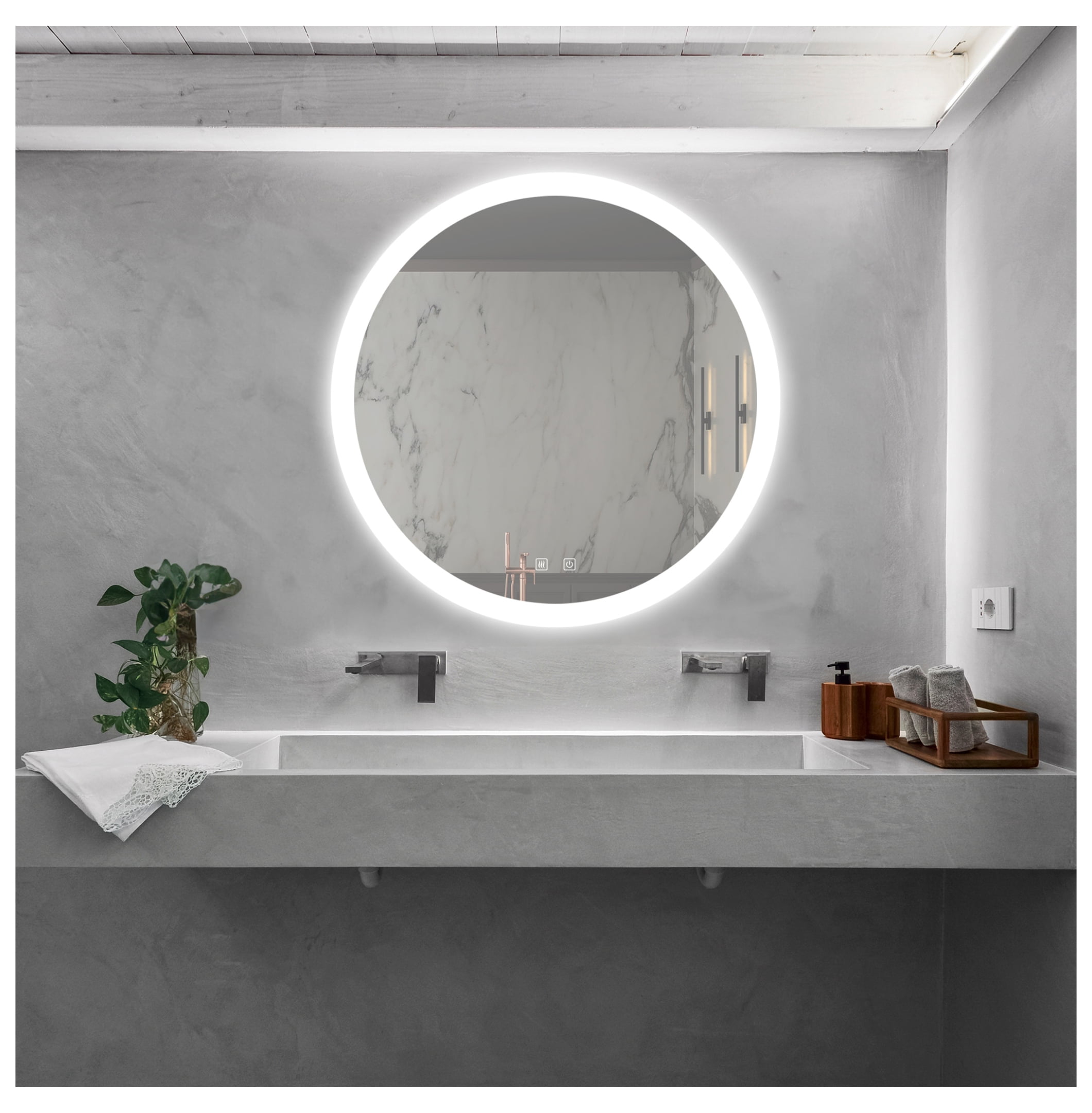 24 Inch LED Bathroom Vanity Mirror, Dimmable Touch & Wall Control, Anti ...