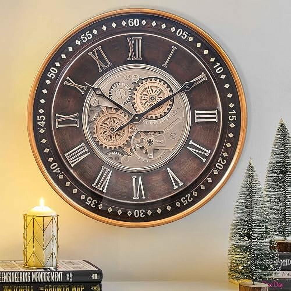24 Inch Large Moving Gear Wall Clock for Farmhouse Living Room Decor ...