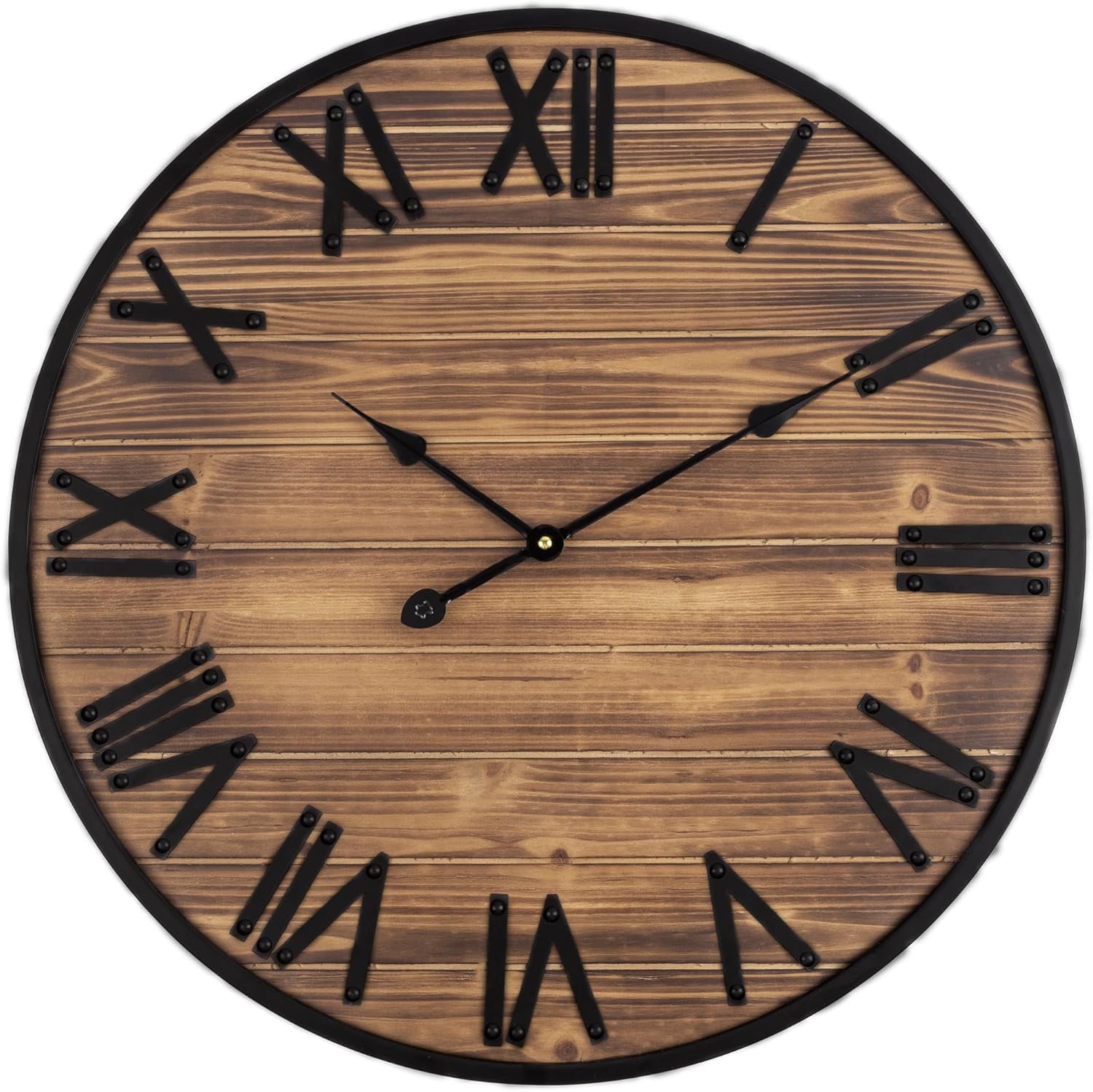 24 Inch Large Wall Clock, Farmhouse Wall Clocks Battery Operated Rustic ...