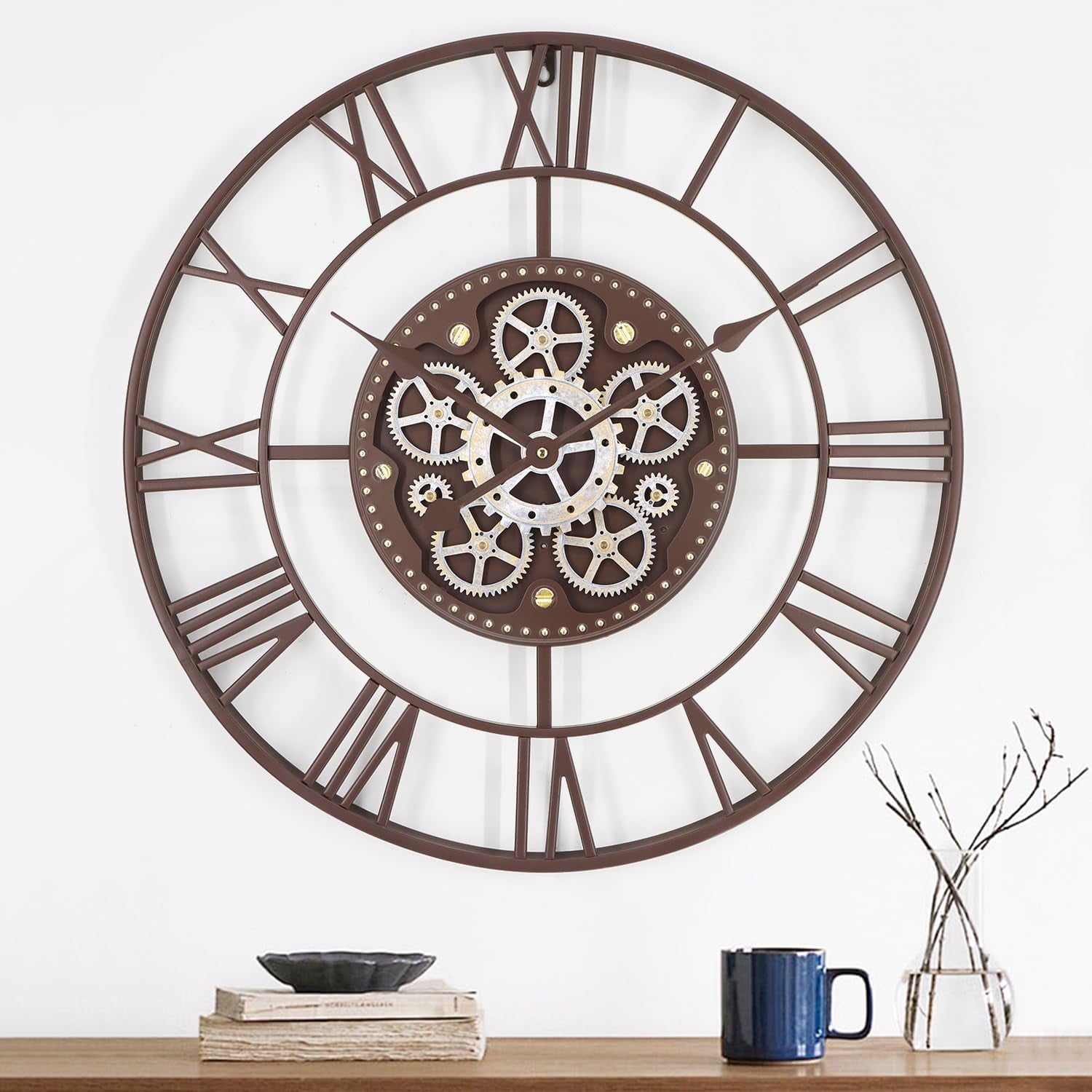 24 inch large wall clocks for living room decor with moving gears,large ...