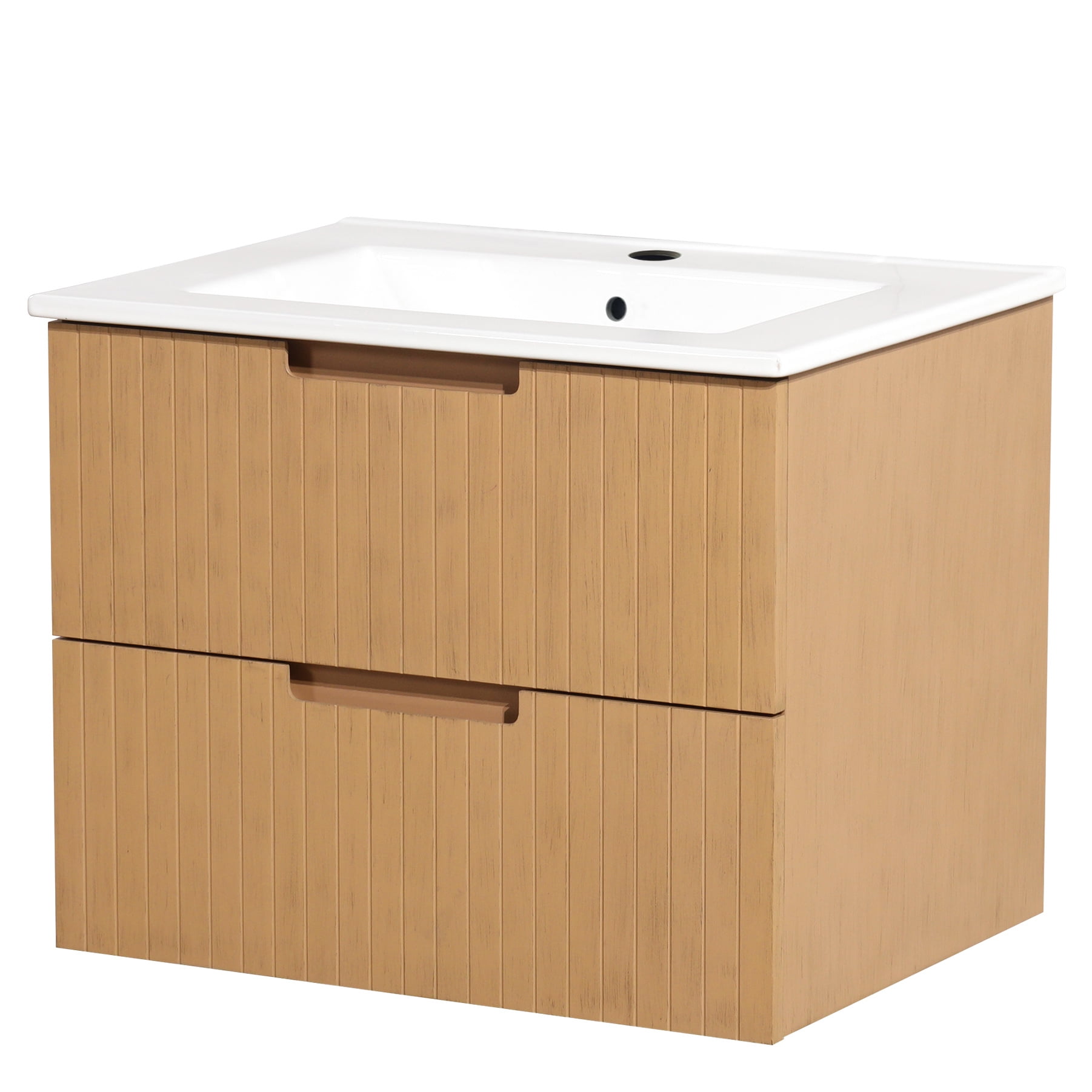 24 Inch Light Brown Vanity Set | Wall Mounted & Ceramic Sink | Durable ...