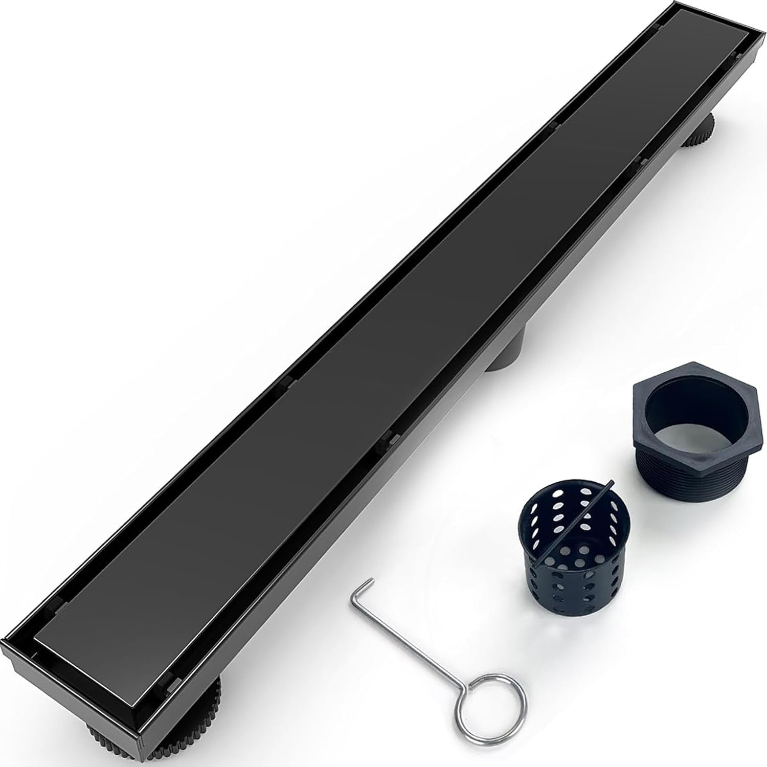24 Inch Linear Shower Drain Matte Black Floor Drain for Bathroom ...