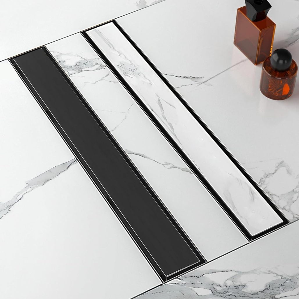 24-Inch Linear Shower Drain with Tile Insert Grate, SUS 304 Stainless ...